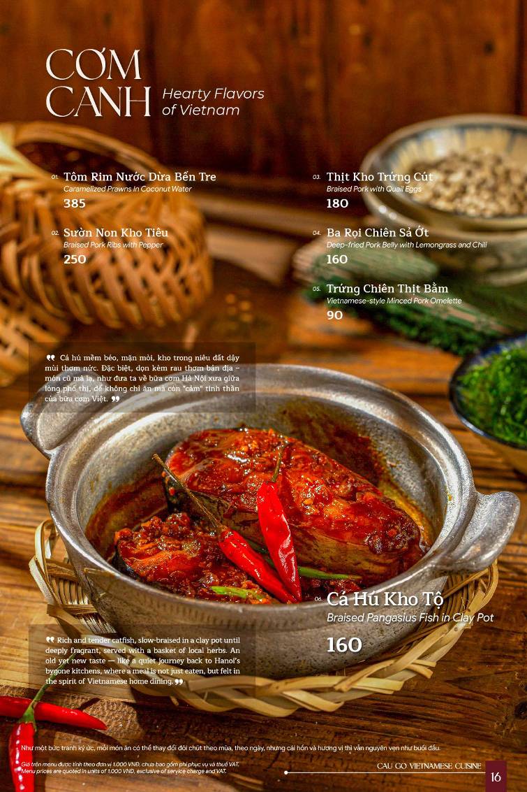 Menu at Cau Go Vietnamese Cuisine restaurant, Hanoi, 9 P. Đinh Tiên Hoàng