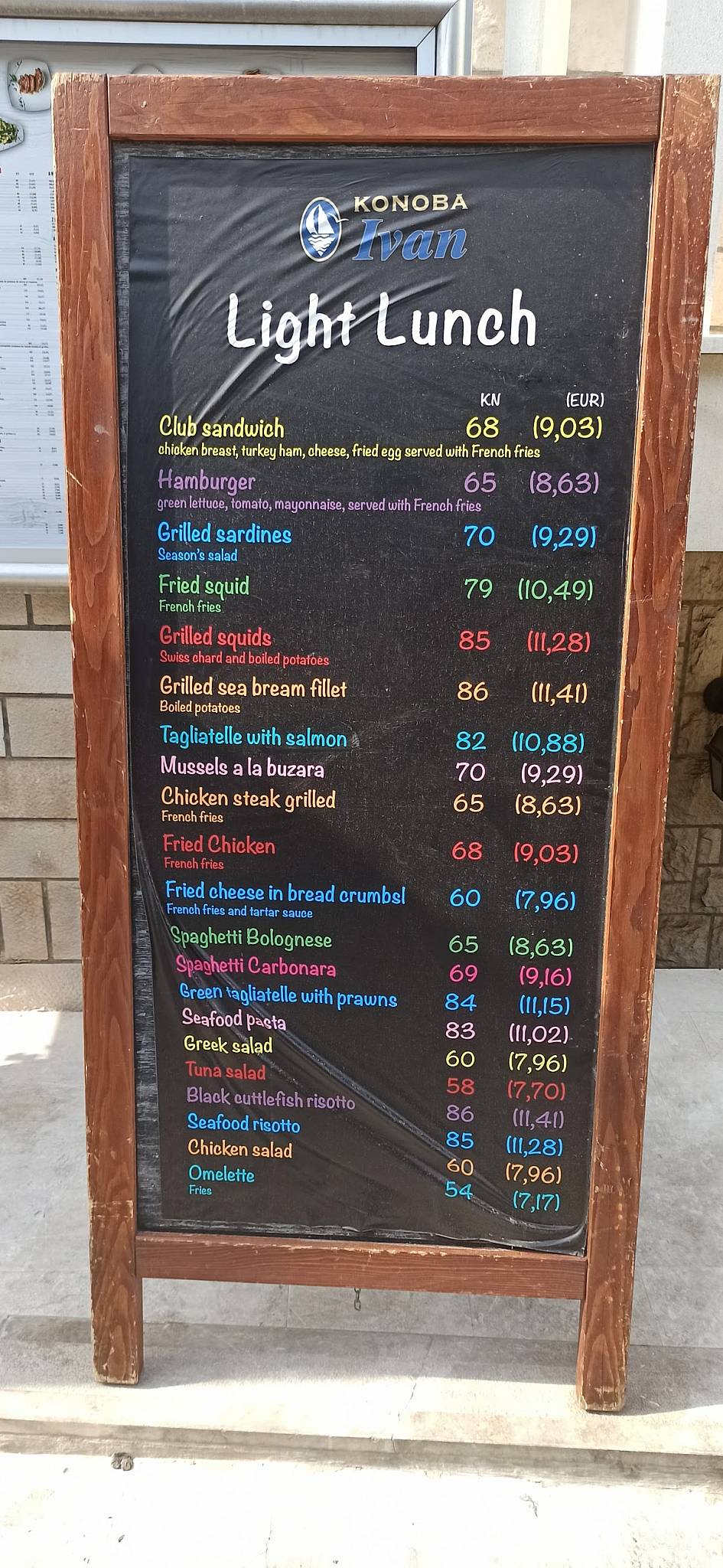 Carta de Ivan Restaurant, Cavtat