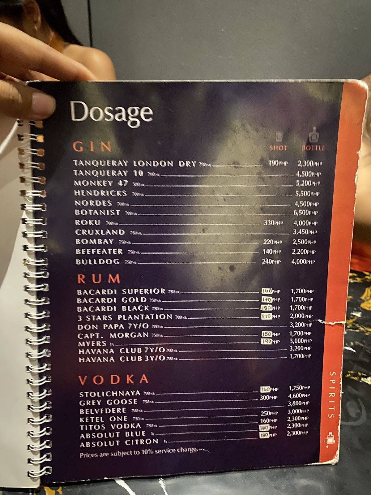 Menu at Dosage Coffee, Cebu City