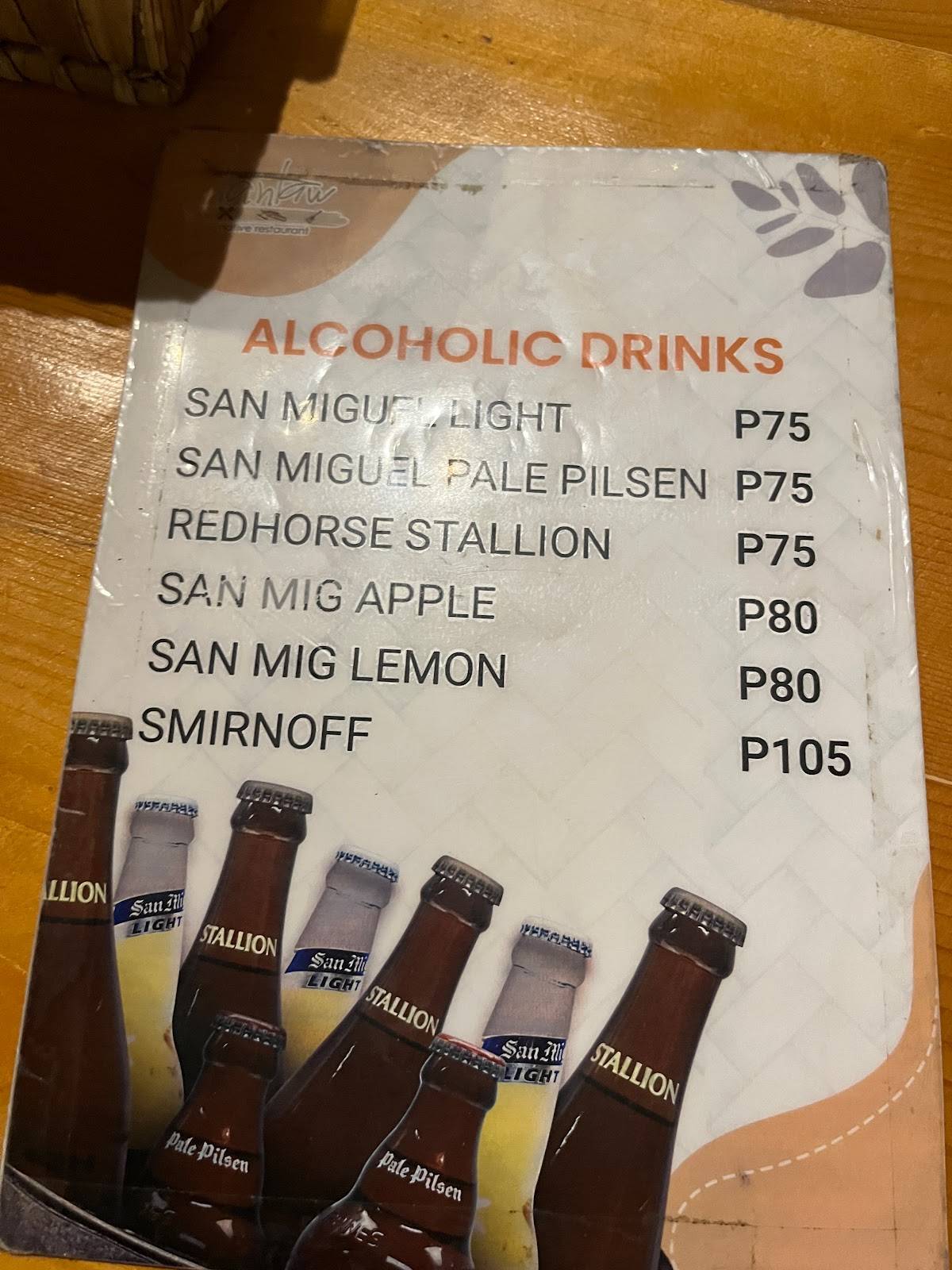 Menu at Lantaw Floating Native Restaurant - Cordova, Cebu City