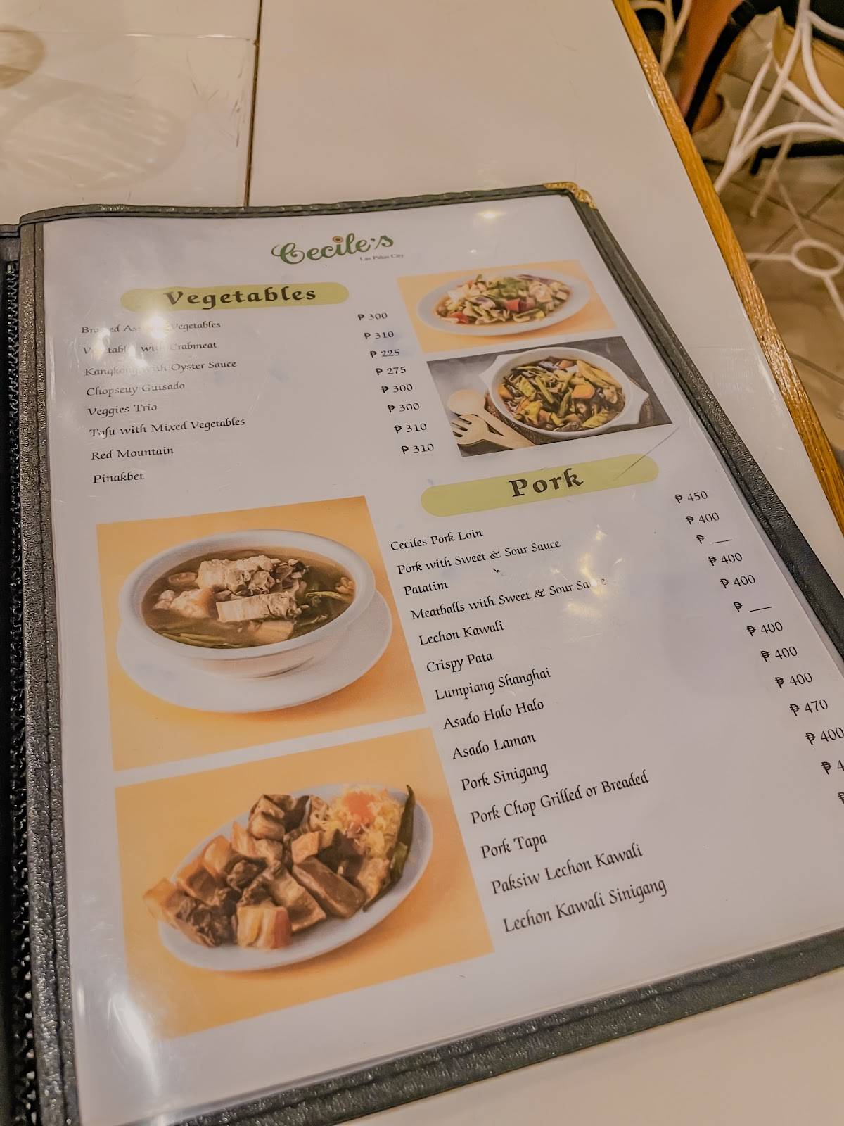 Menu at Cecile's Restaurant, Las Pinas, 302 Alabang Zapote Road