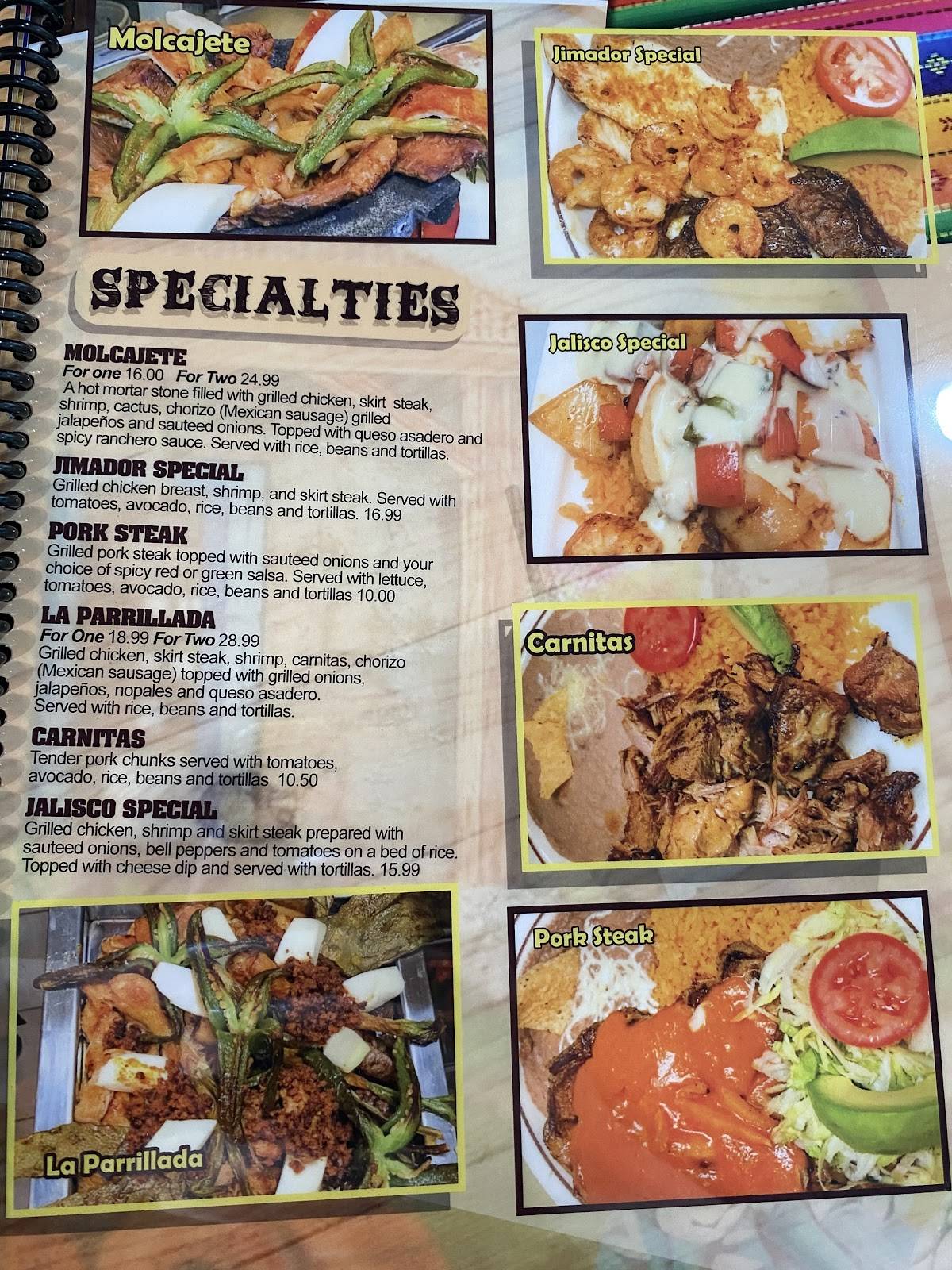 Menu at El Jimador #3 restaurant, Cedar Lake