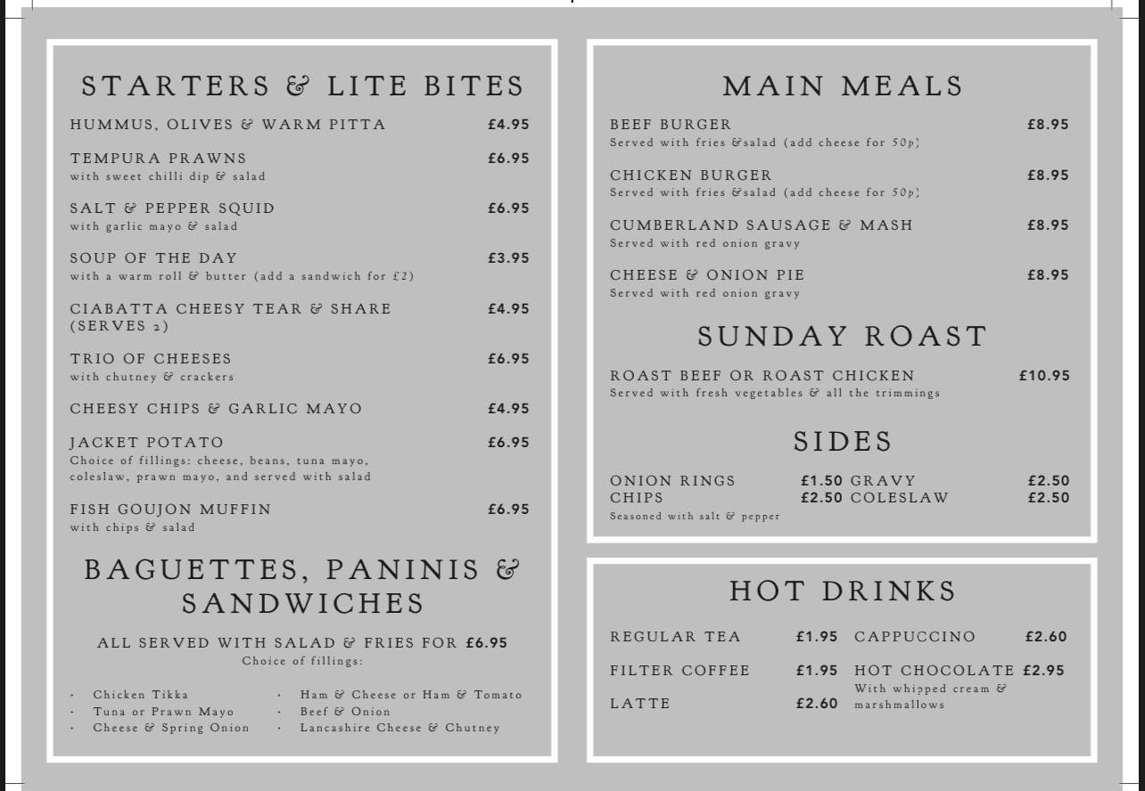 Menu at Cemetery Hotel pub & bar, Rochdale
