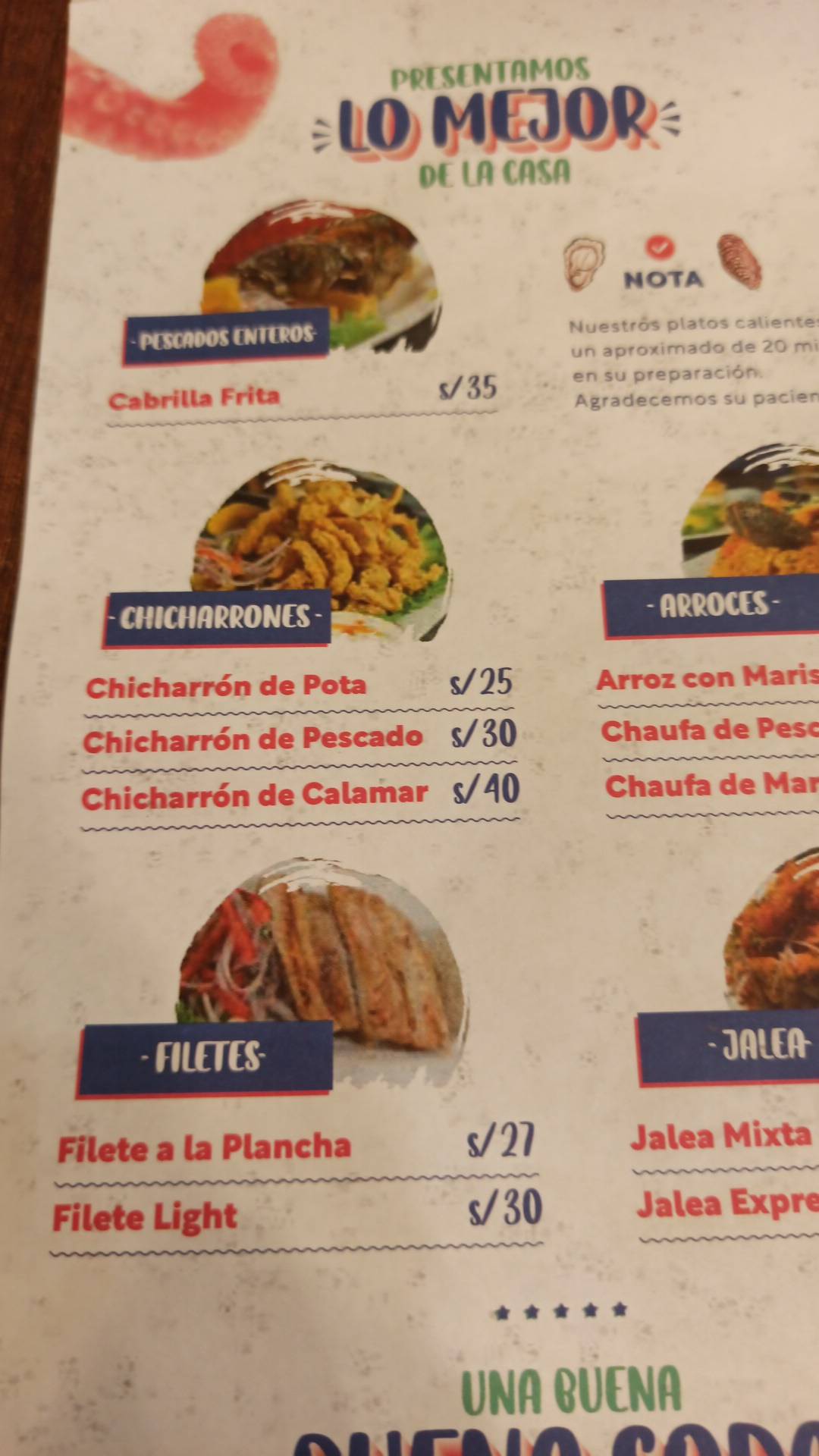 Menu at Ceviche express restaurant, Clermont