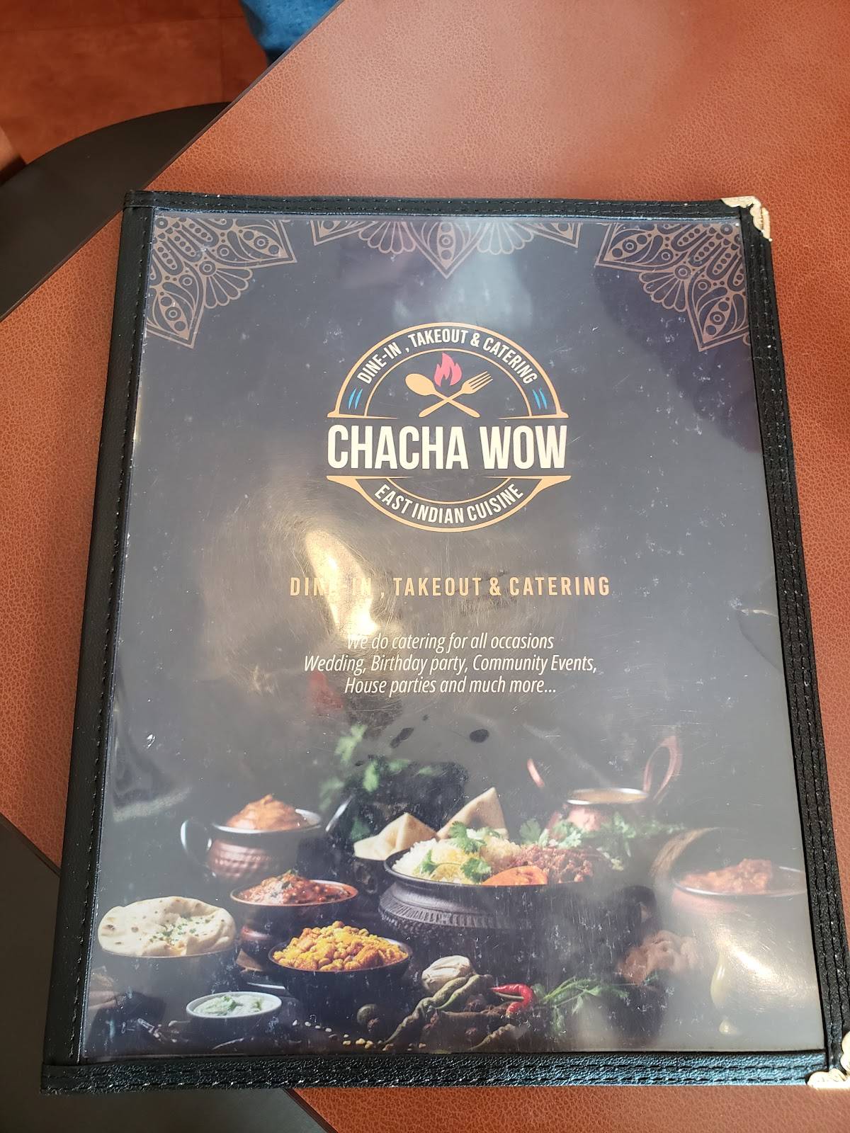 Menu at Chacha Wow East Indian Cuisine restaurant, Winnipeg