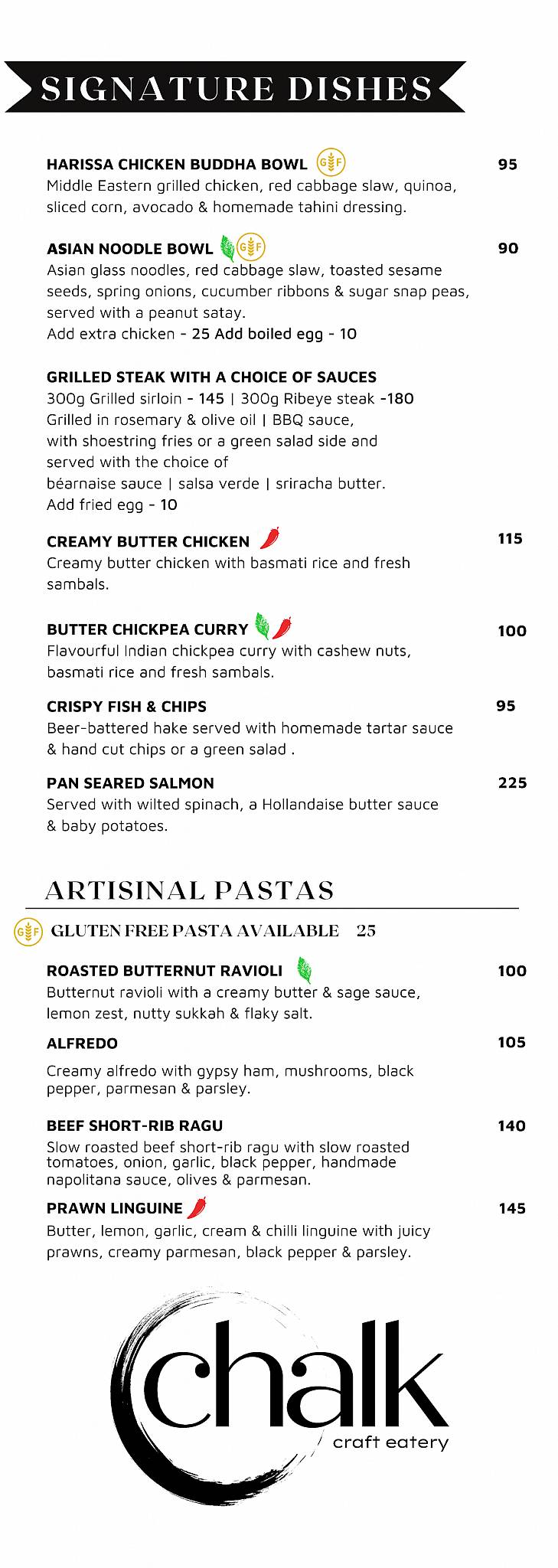 Menu at Chalk Craft Eatery - Lakefield pub & bar, Benoni