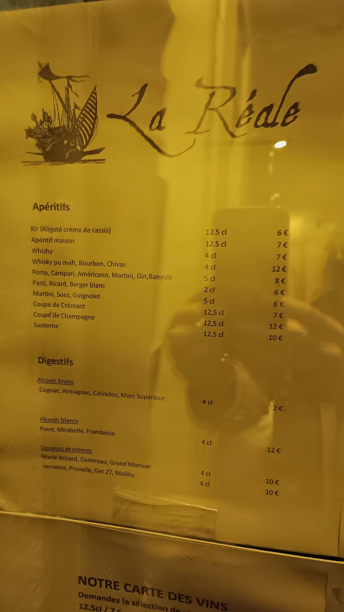 Menu au La Réale restaurant, Chalon-sur-Saône