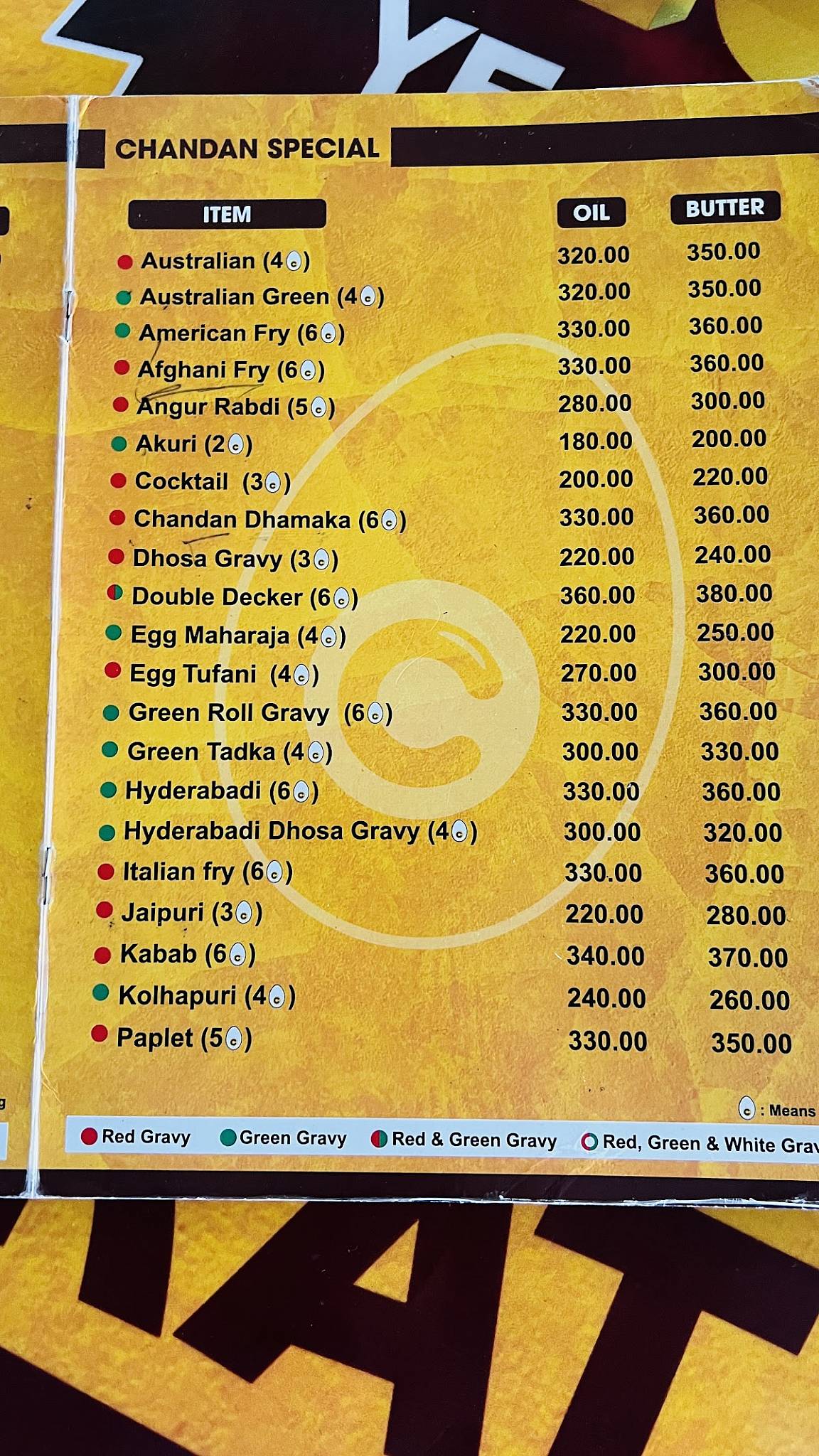 Menu at Chandan Omelette Center, Surat