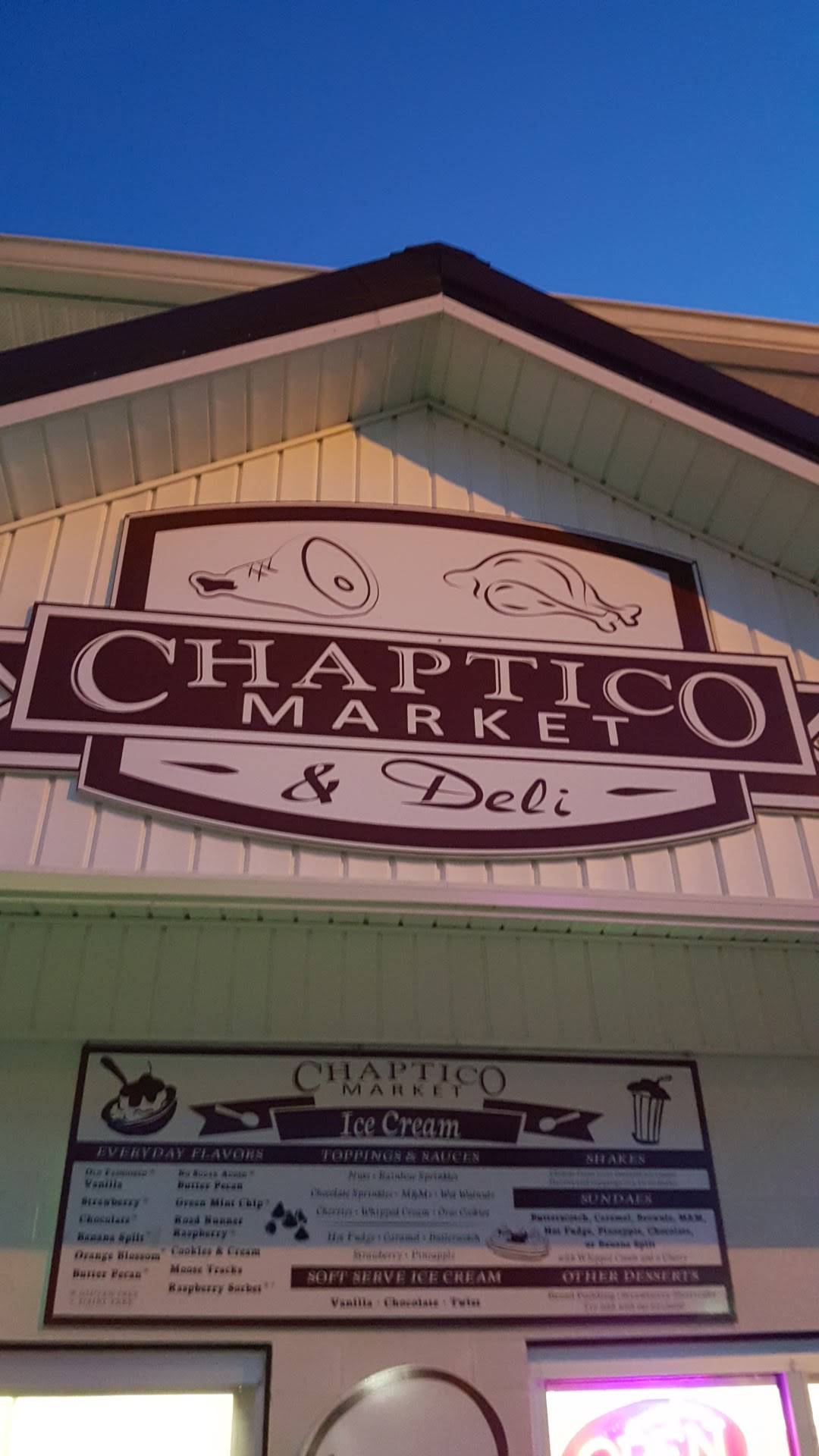 Menu at Chaptico Market & Deli restaurant, Chaptico
