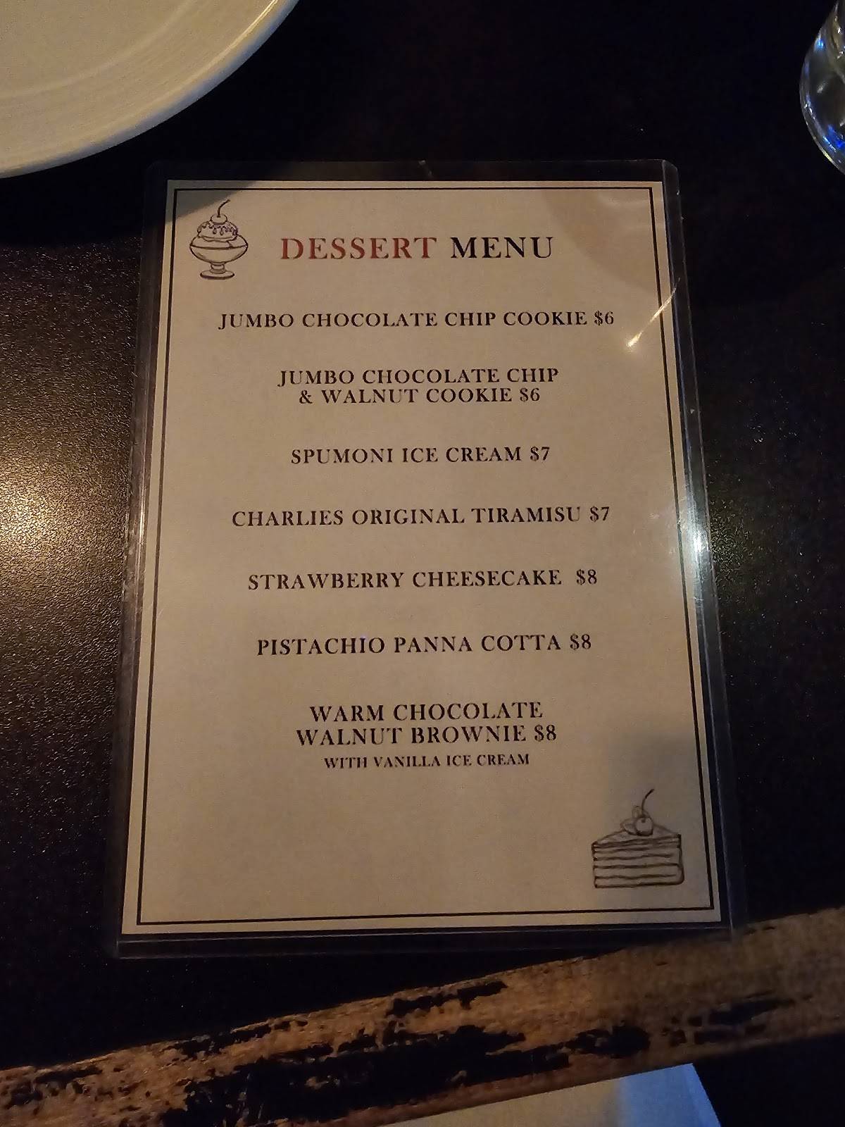 Menu at Charlie's Trio Cafe, Alhambra, 47 W Main St #3510