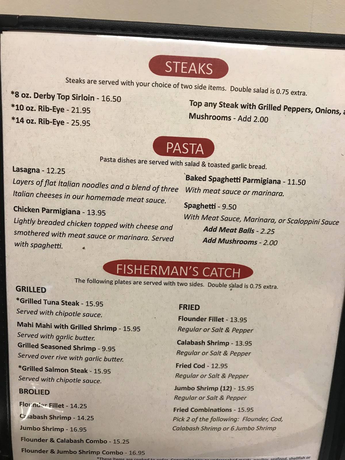 Menu at Derby Restaurant & Bar, Monroe