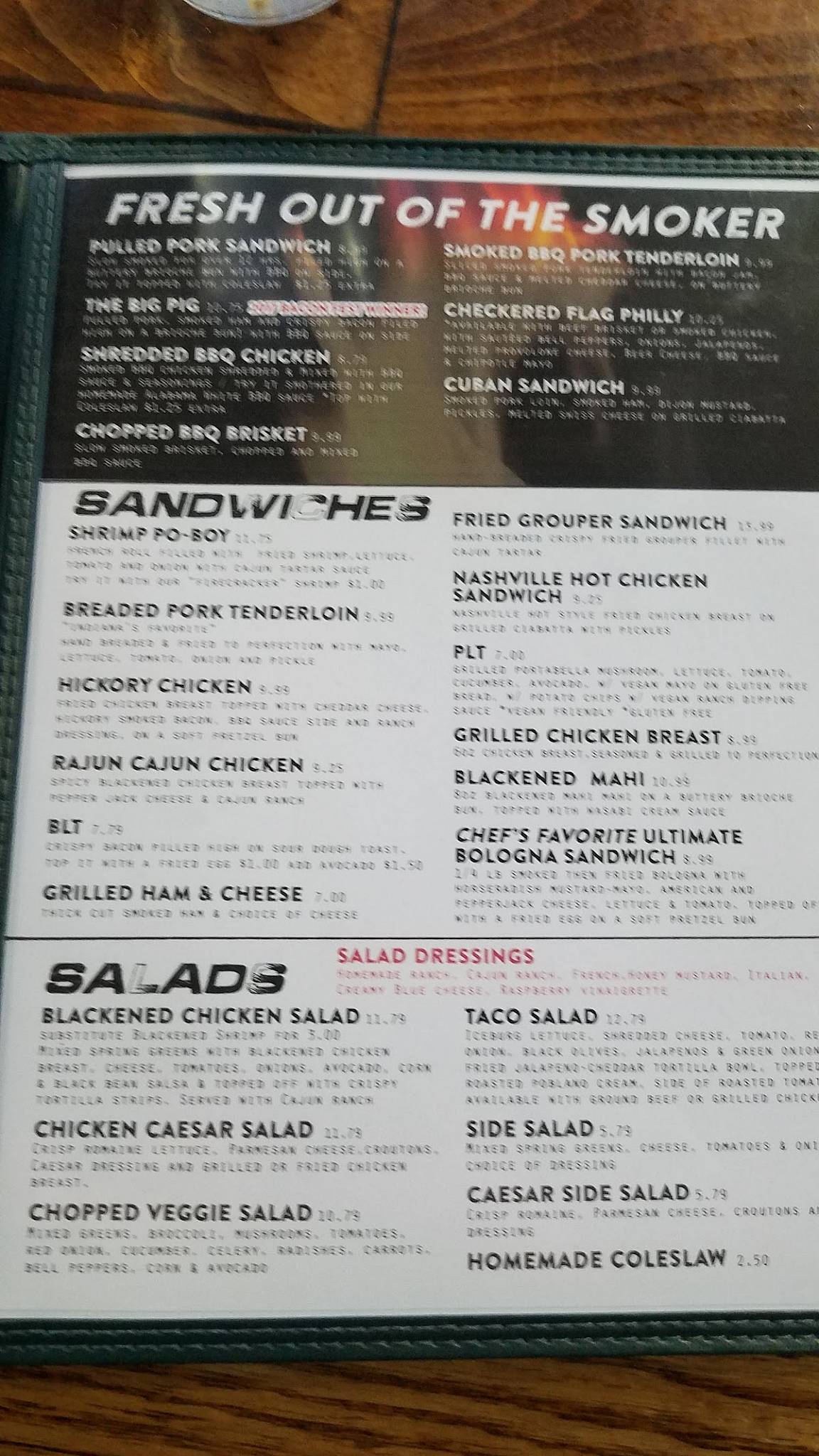 Menu at Checkered Flag Tavern pub & bar, Indianapolis