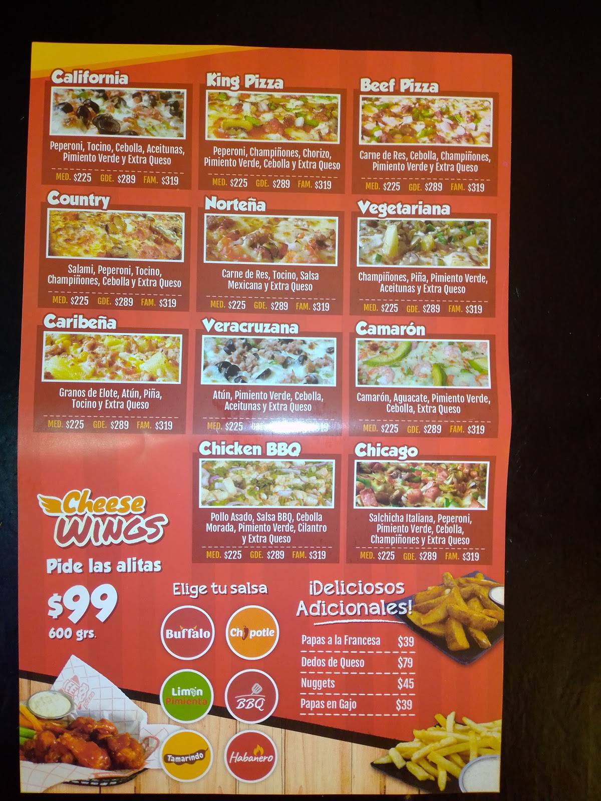 Carta del restaurante Cheese Pizza Centro Guadalupe, Guadalupe