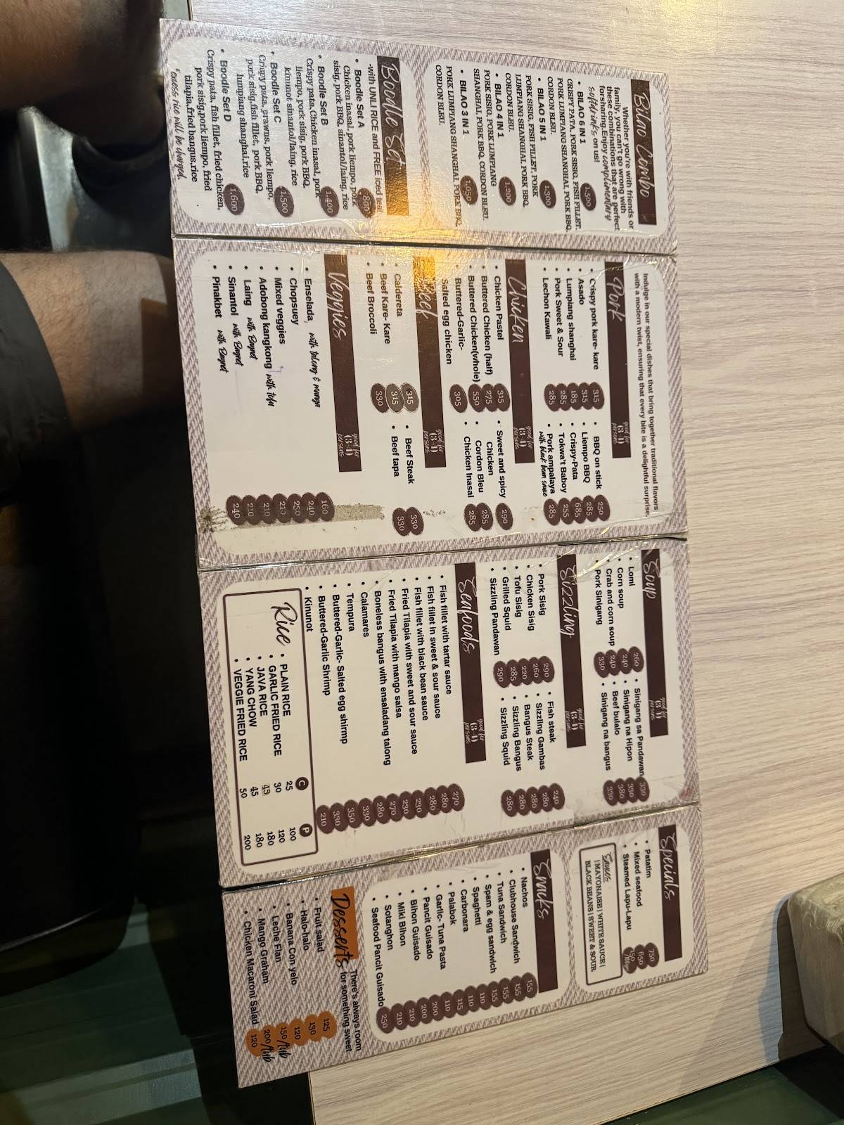 Menu at Chef Tiu's Signature restaurant, Daet