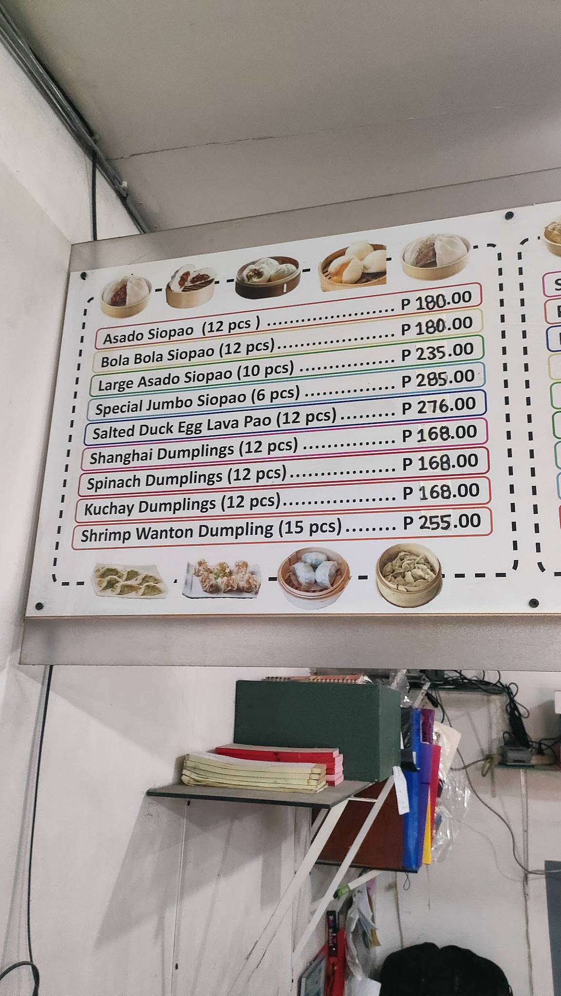 Menu at Chef Zhang restaurant, Pasig