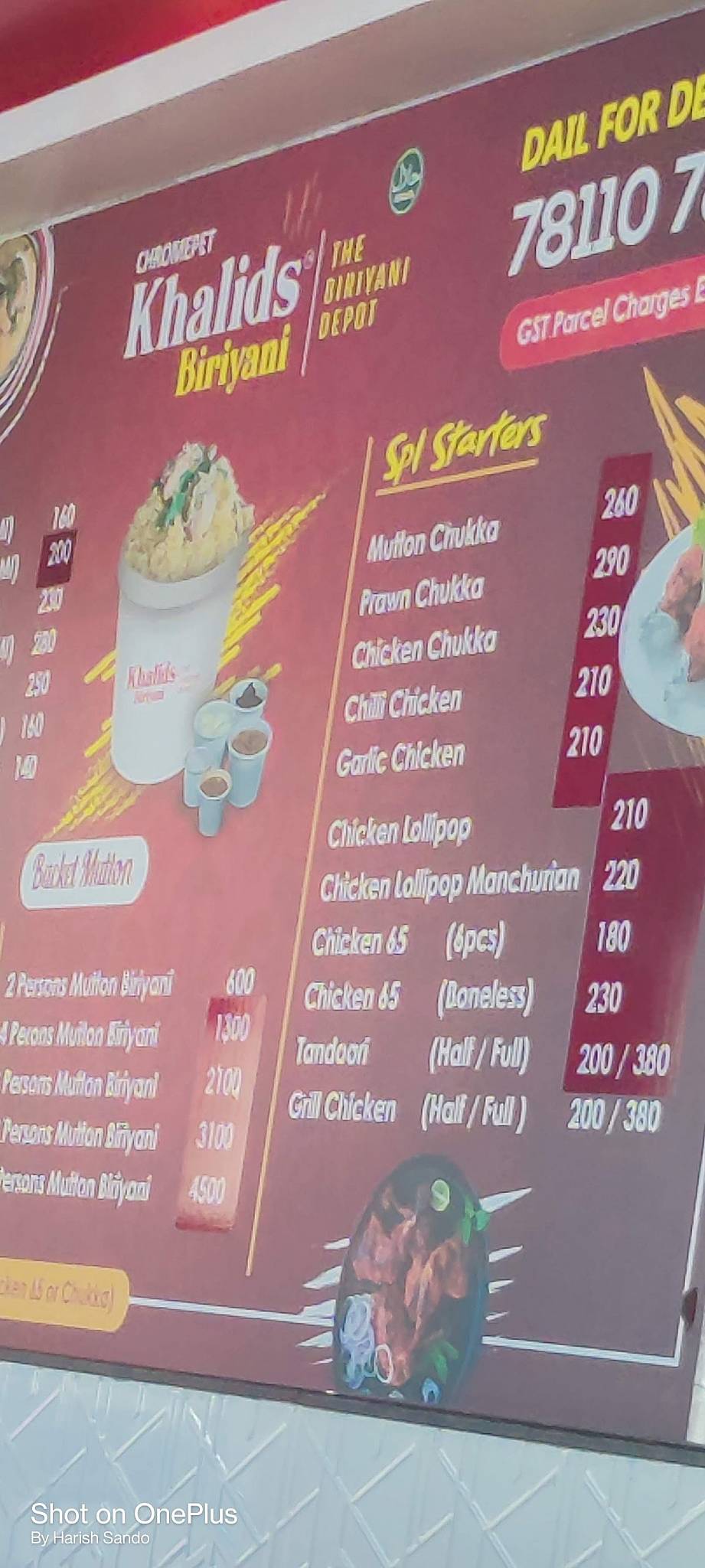 Menu at Khalids Biriyani ambattur, Chennai, OT 125