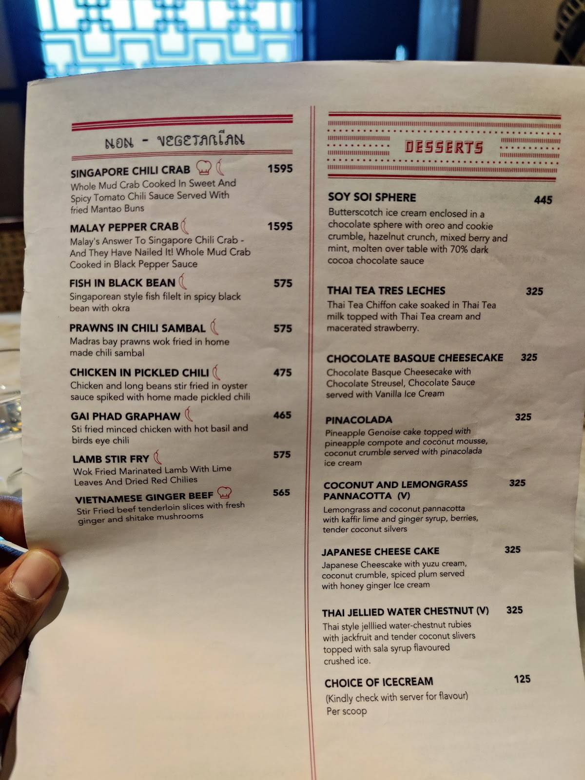 Menu at Soy Soi, Chennai