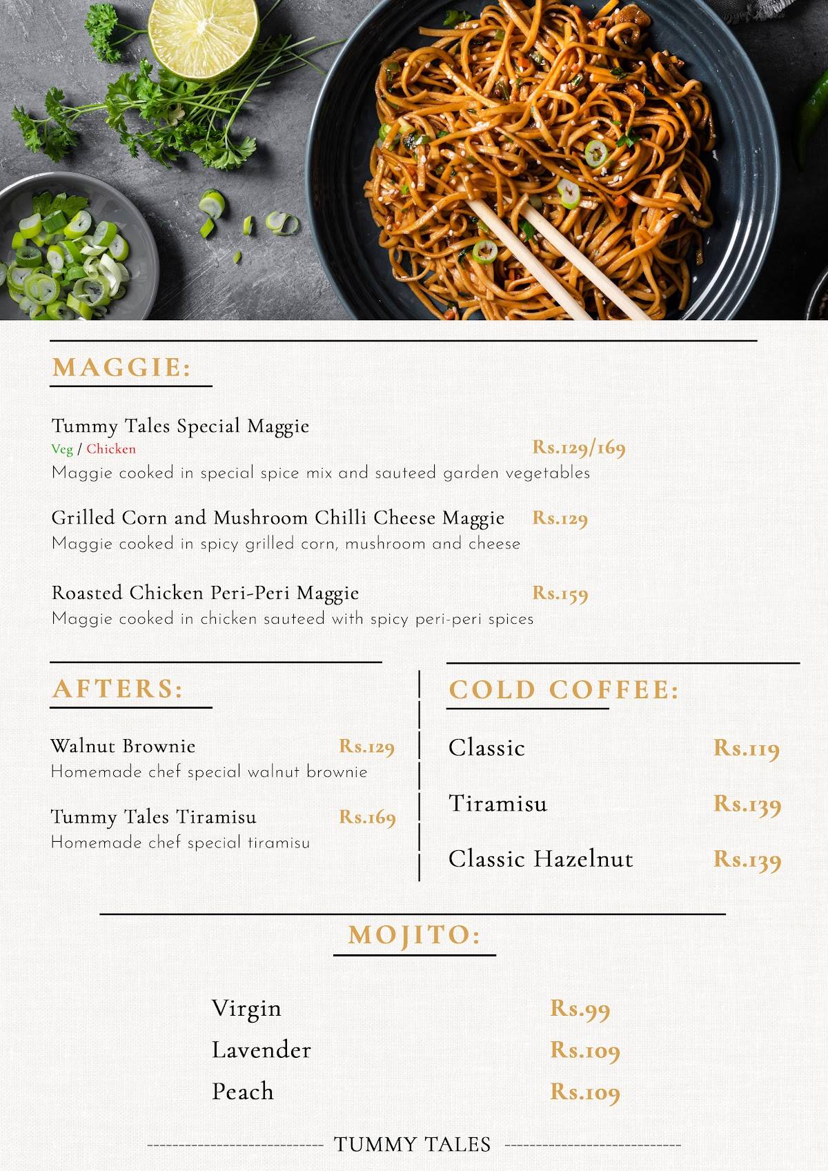 Menu at Tummy Tales, Chennai