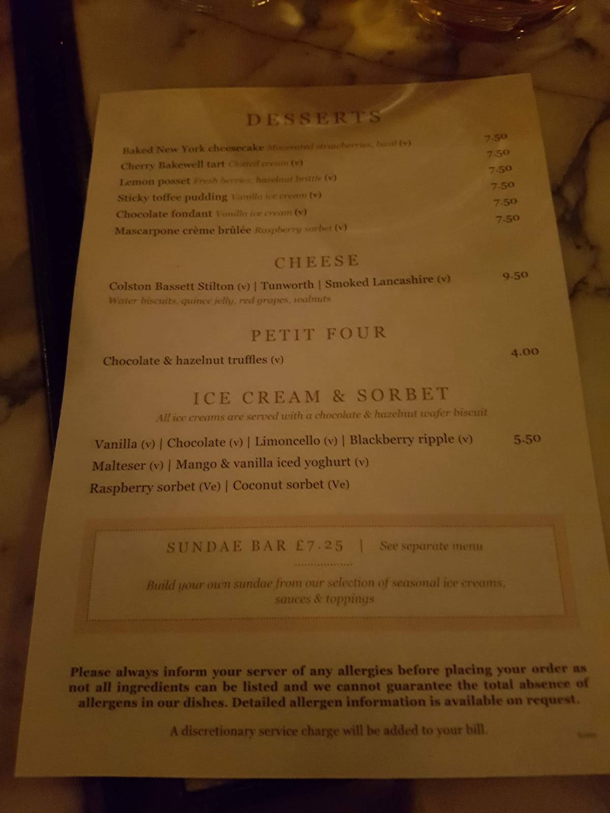 Menu at Opera Restaurant Bar & Grill, Chester