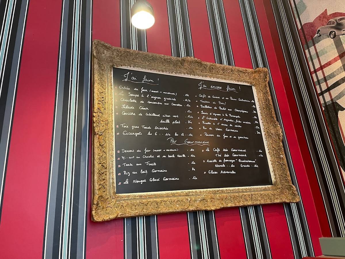 Menu au Chez Germaine restaurant, Paris