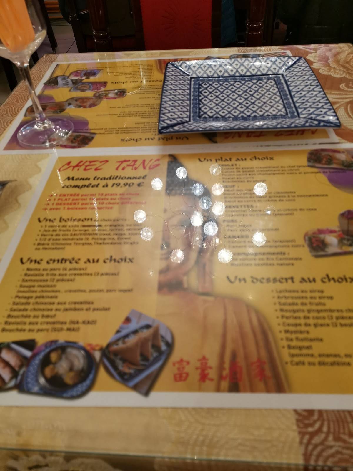 Menu au Chez Tang restaurant, Saran, Route Nationale 20