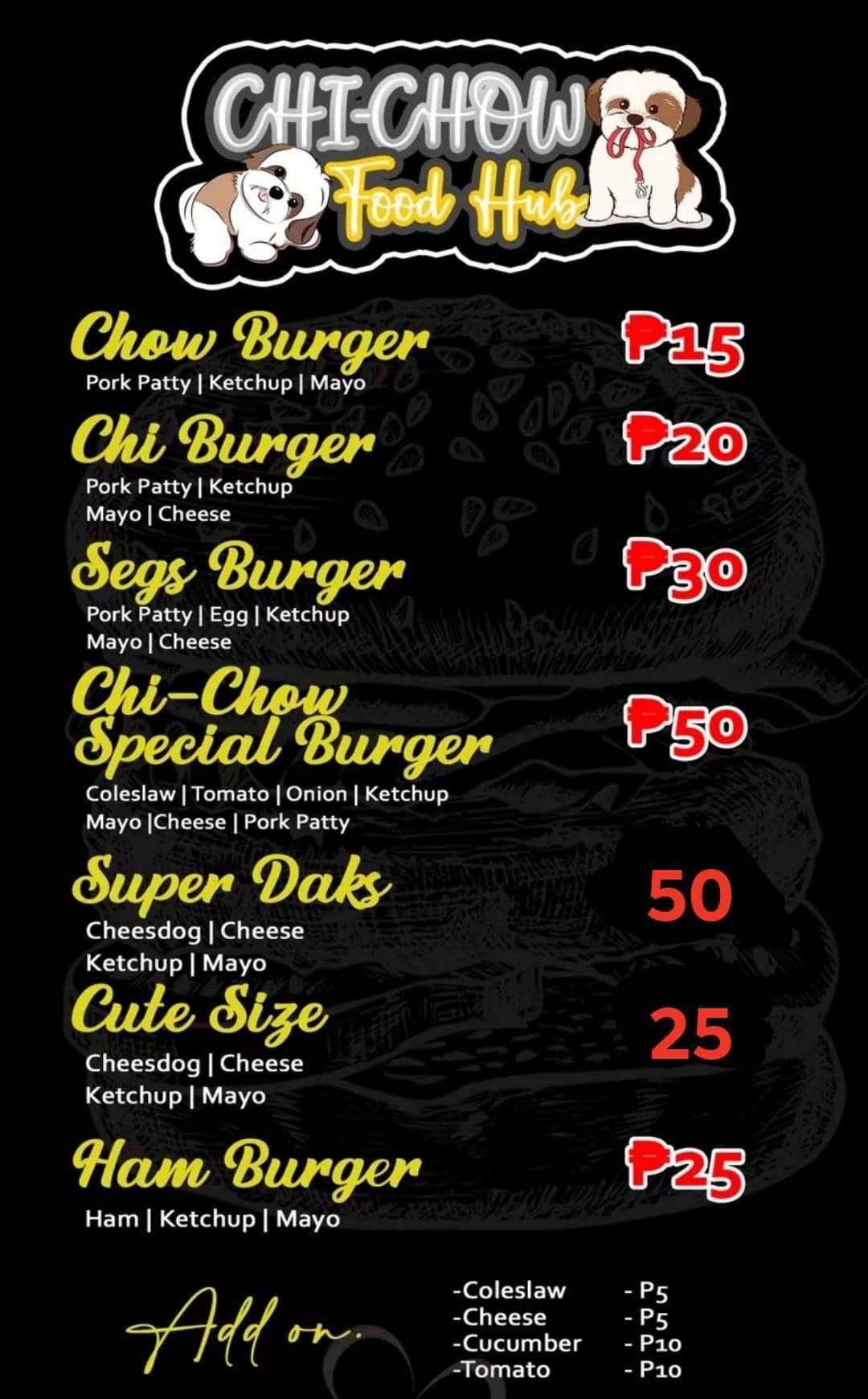 Menu at Chi-Chow Food Hub, Guinobatan