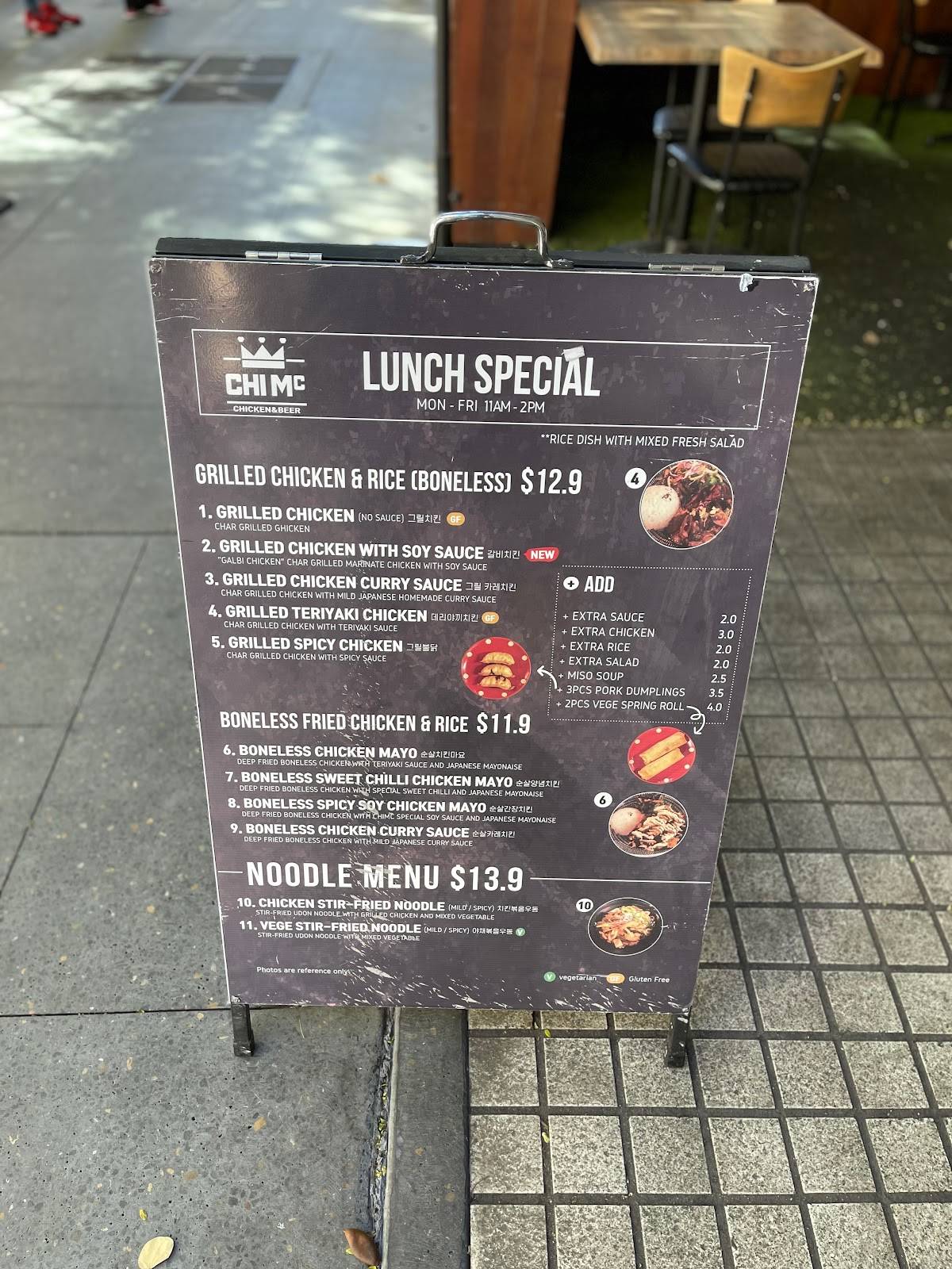 Menu at Chi Mc Resturant & Bar, Brisbane City