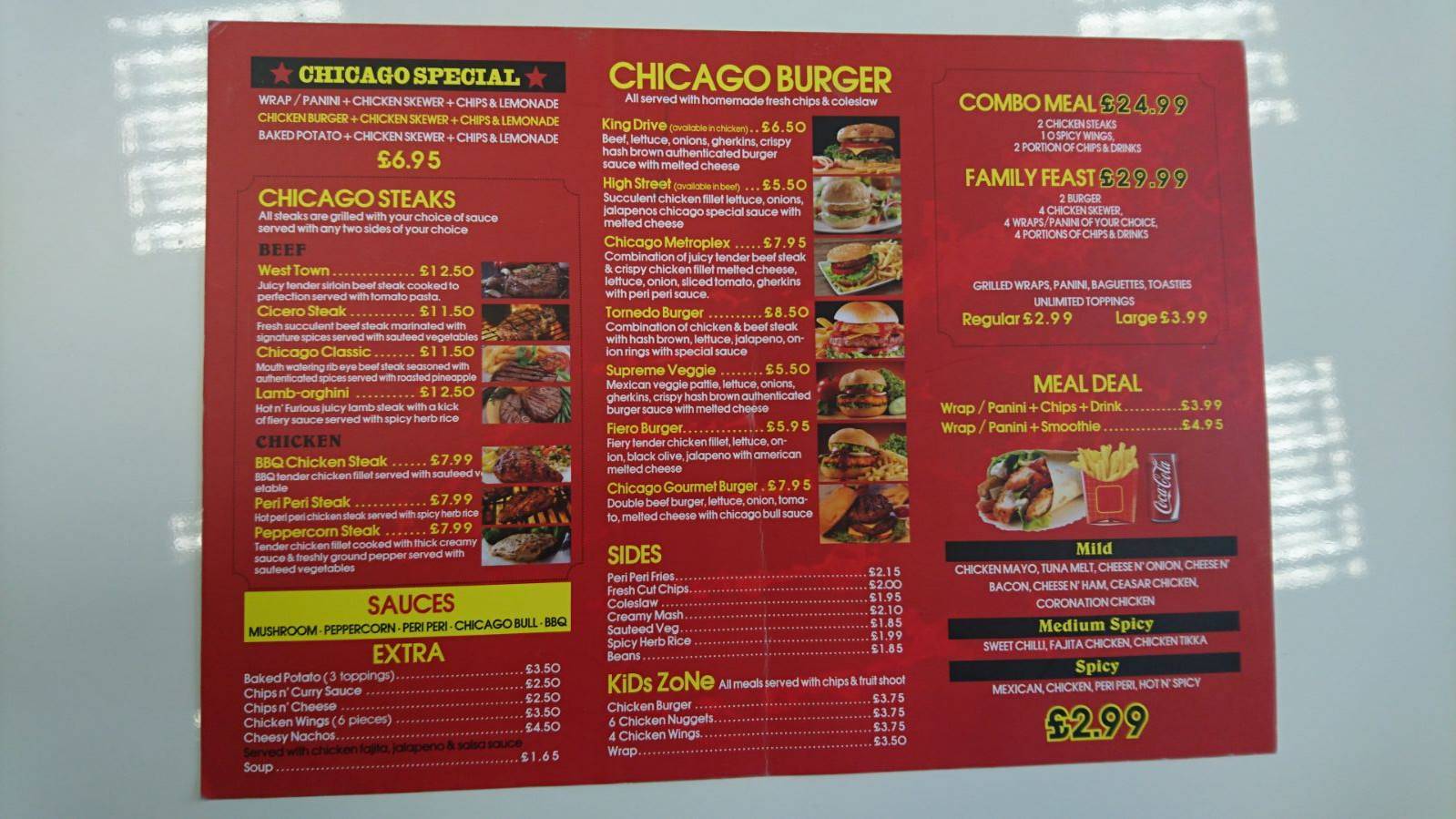 Speisekarte von Restaurant Chicago, Arnstadt