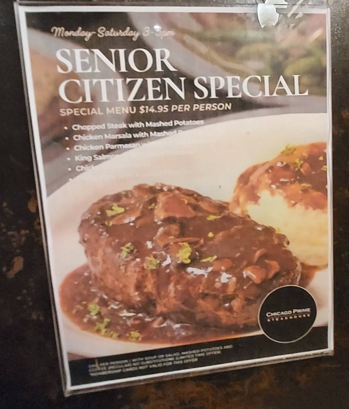 Menu at Chicago Prime Steakhouse, Schaumburg