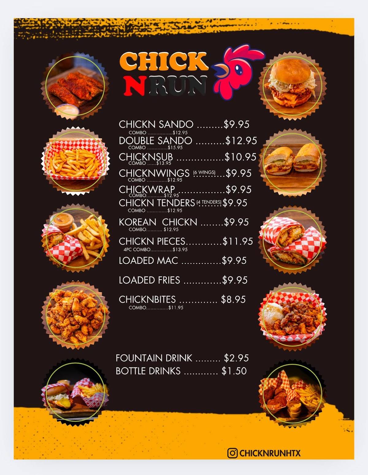 Menu at Chick-N-Run Hot Chicken & Wings fast food, Friendswood