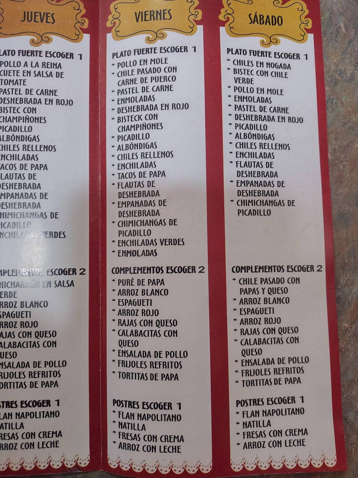 Carta del restaurante El Banquete, Chihuahua, Av Francisco Villa 4914