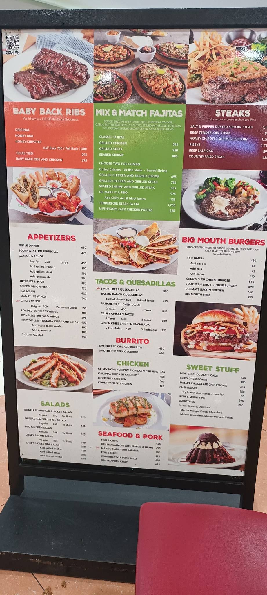 Menu at Chili's SM Megamall pub & bar, Mandaluyong