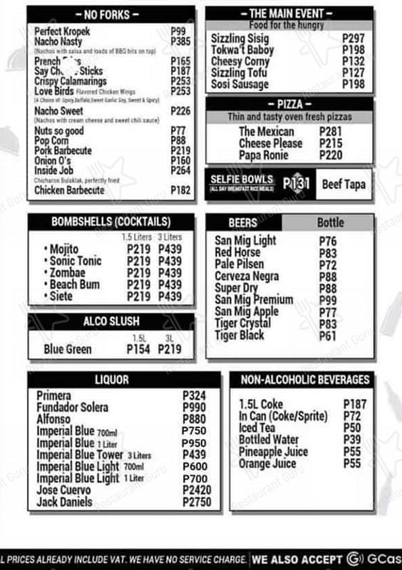 Menu at Chill Top pub & bar, Quezon City, Circulo Verde