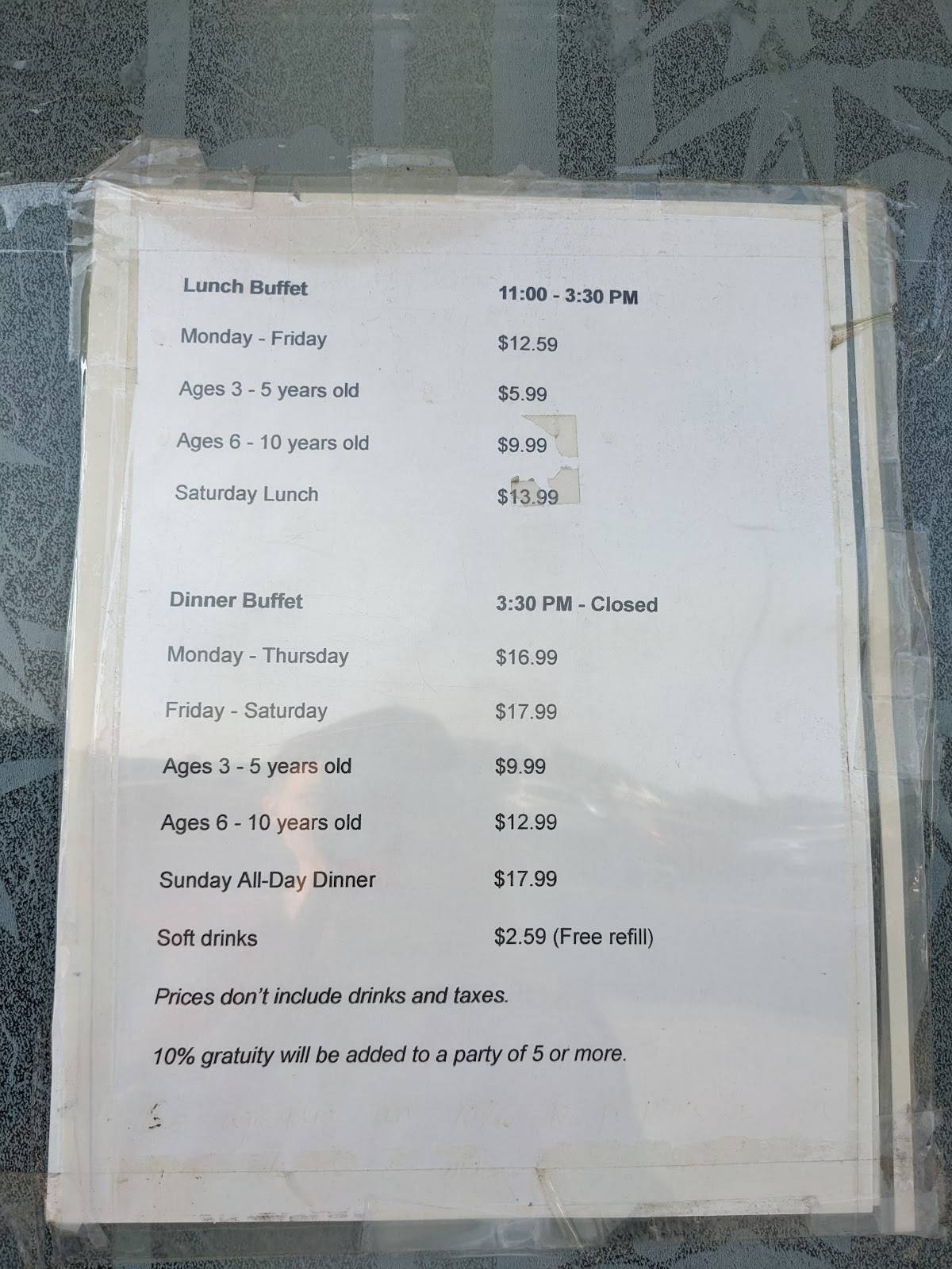 Menu at China Buffet restaurant, Colonial Heights, 200 Southgate Sq