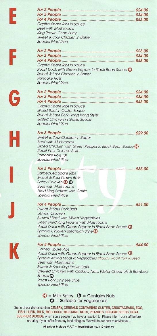 Menu at China City Chinese Basildon fast food, Basildon
