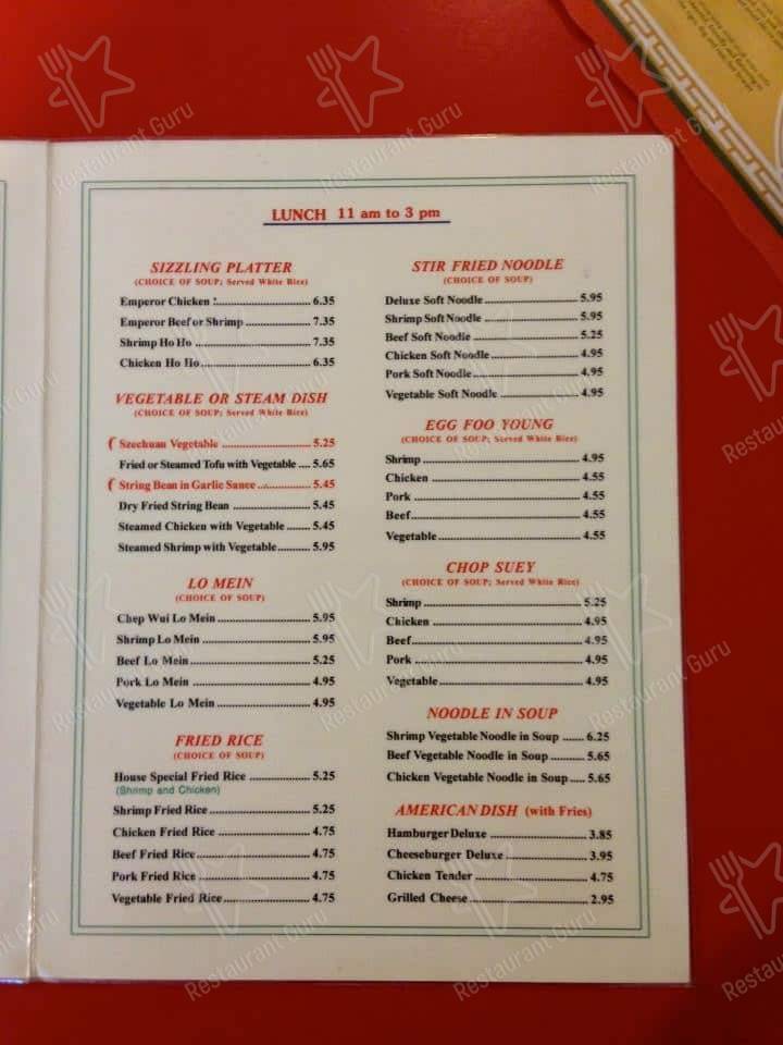 China Garden Restaurant Adrian Menu