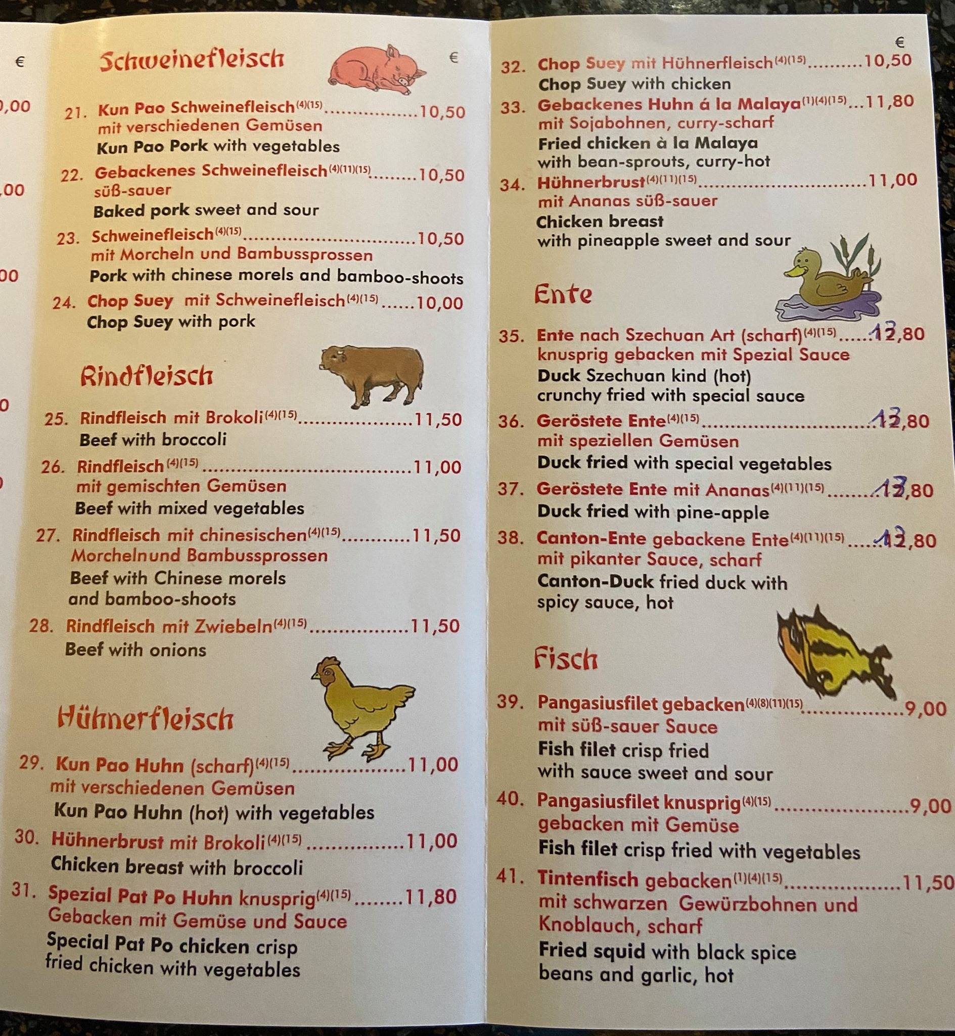 Speisekarte von China Restaurant Long, Dörfles-Esbach
