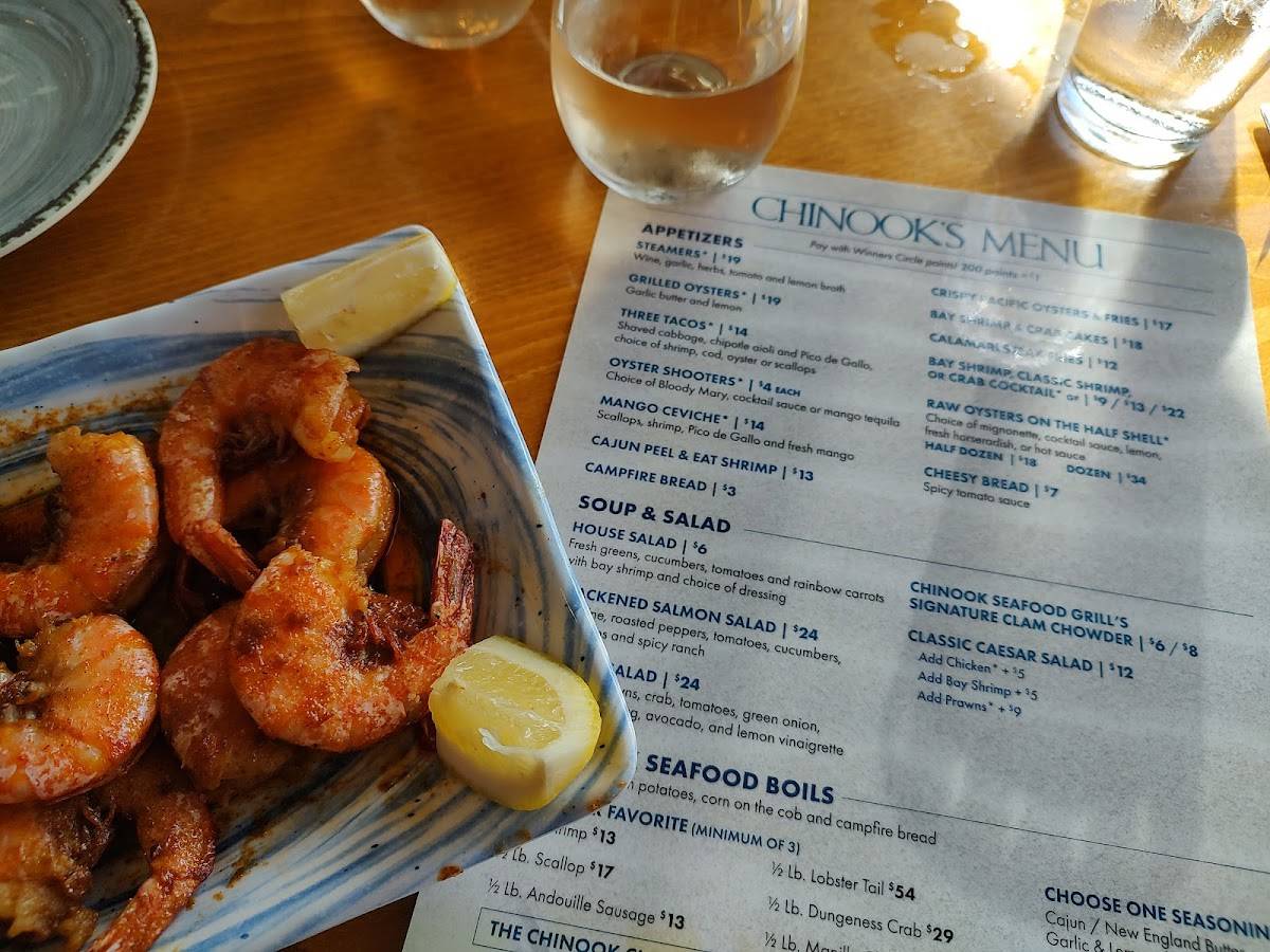 Menu at Chinook's Seafood Grill restaurant, Lincoln City