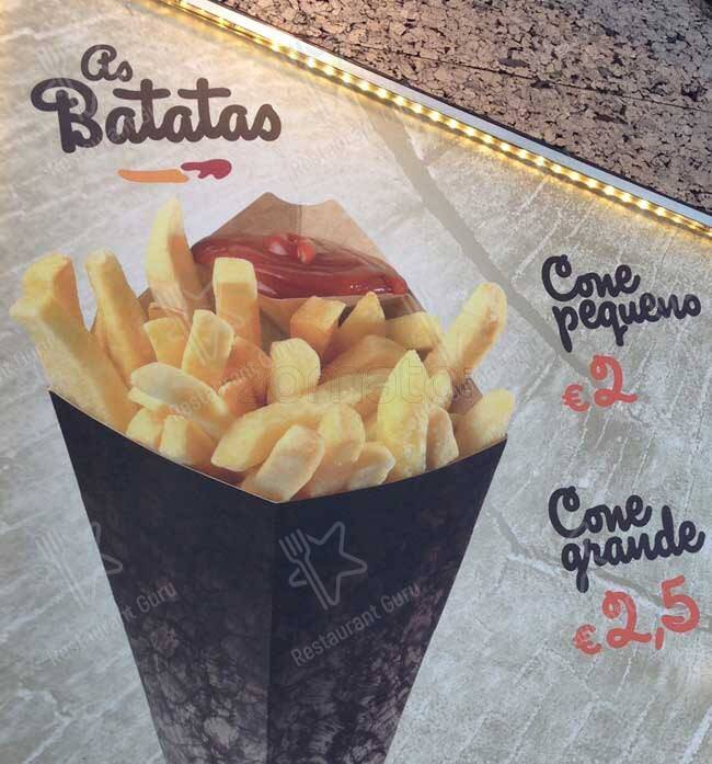 Menu at Chippers restaurant, Lisbon
