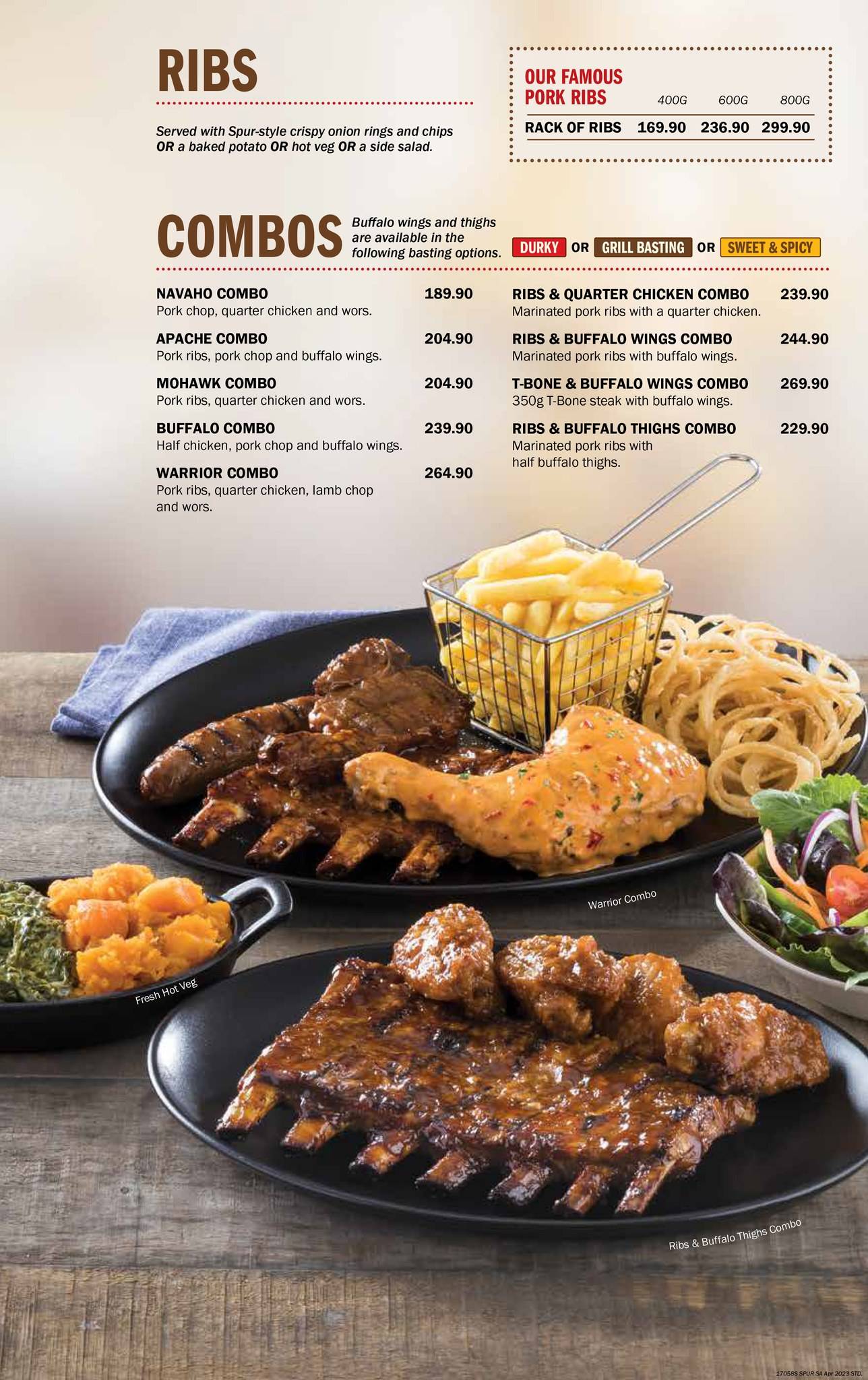 Menu at Choctaw Spur restaurant, Kimberley