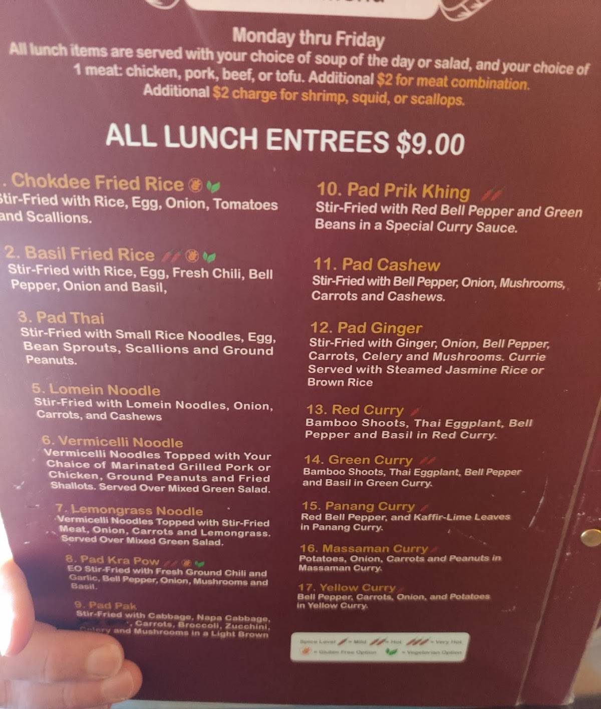 Menu at Chokdee Thai Cuisine of Round Rock restaurant, Round Rock