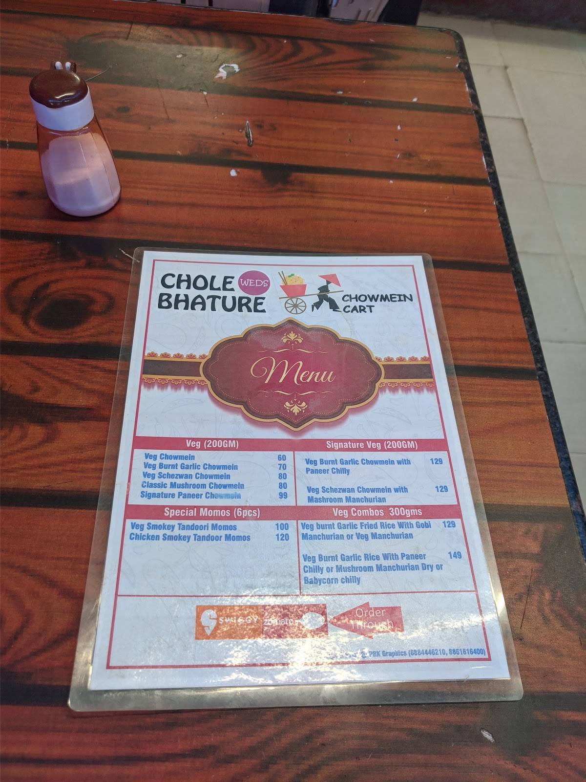 Menu at Chole weds Bhature, Bengaluru