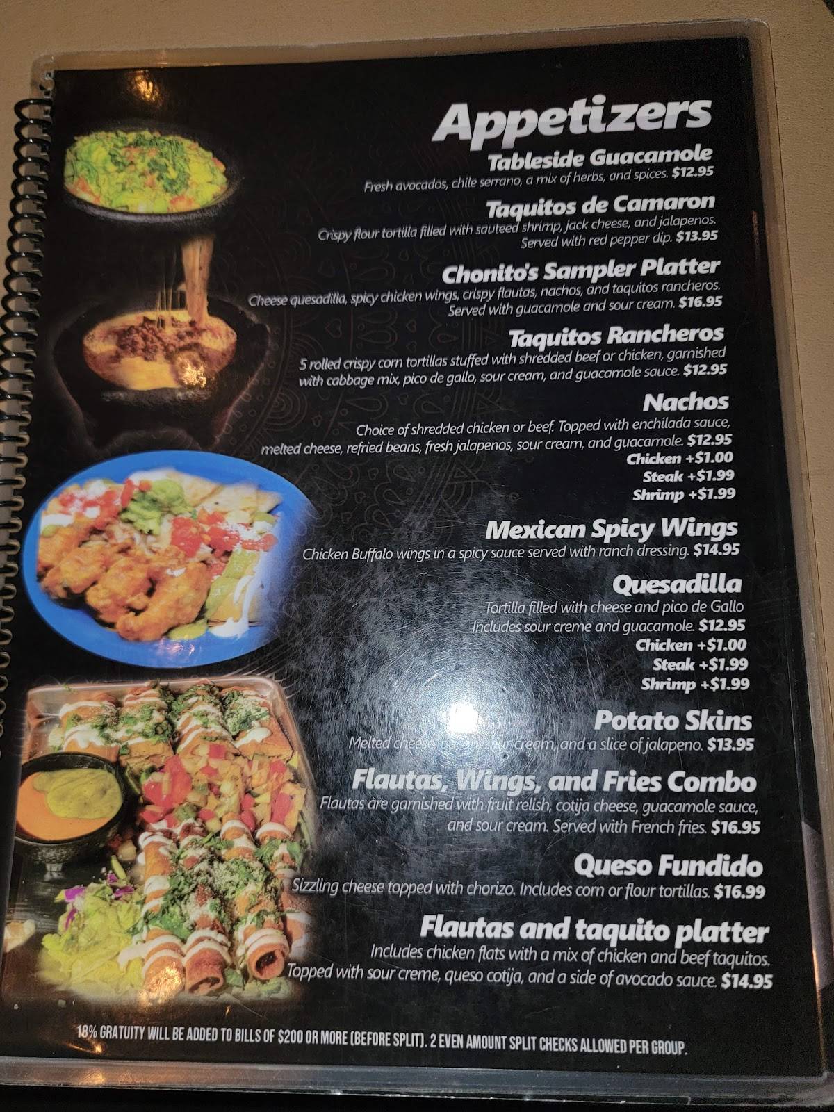 Chonitos Mexican Restaurant Menu