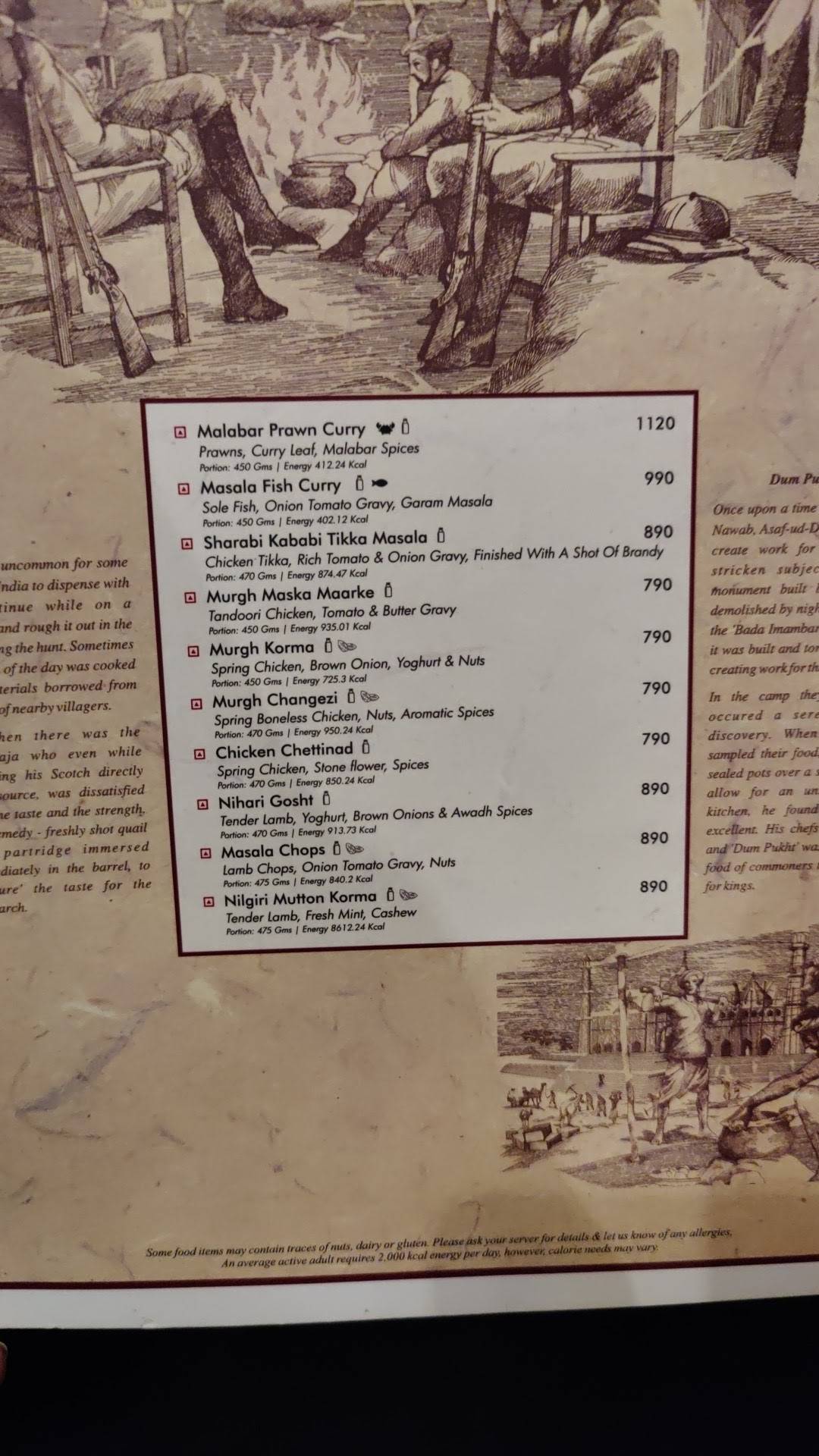 Menu at Chor Bizarre, New Delhi, Hotel Broadway
