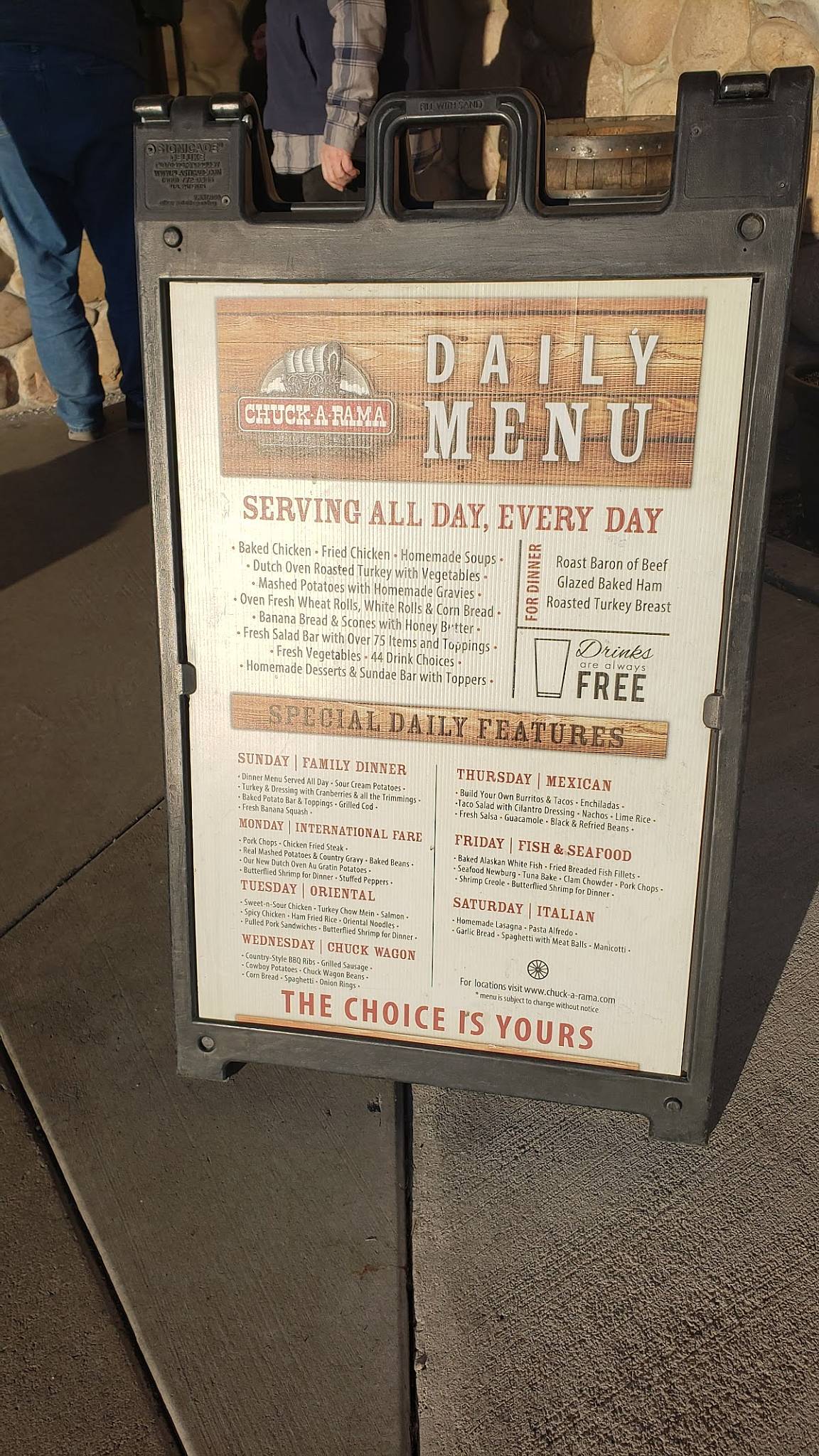 Menu at Chuck-A-Rama Buffet restaurant, Murray, State St