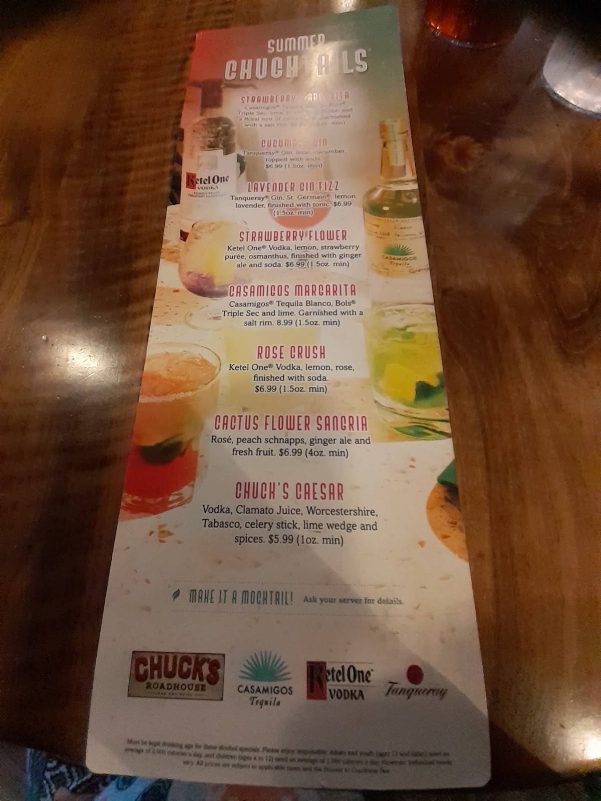 Menu at Chuck's Roadhouse Bar & Grill, Prescott