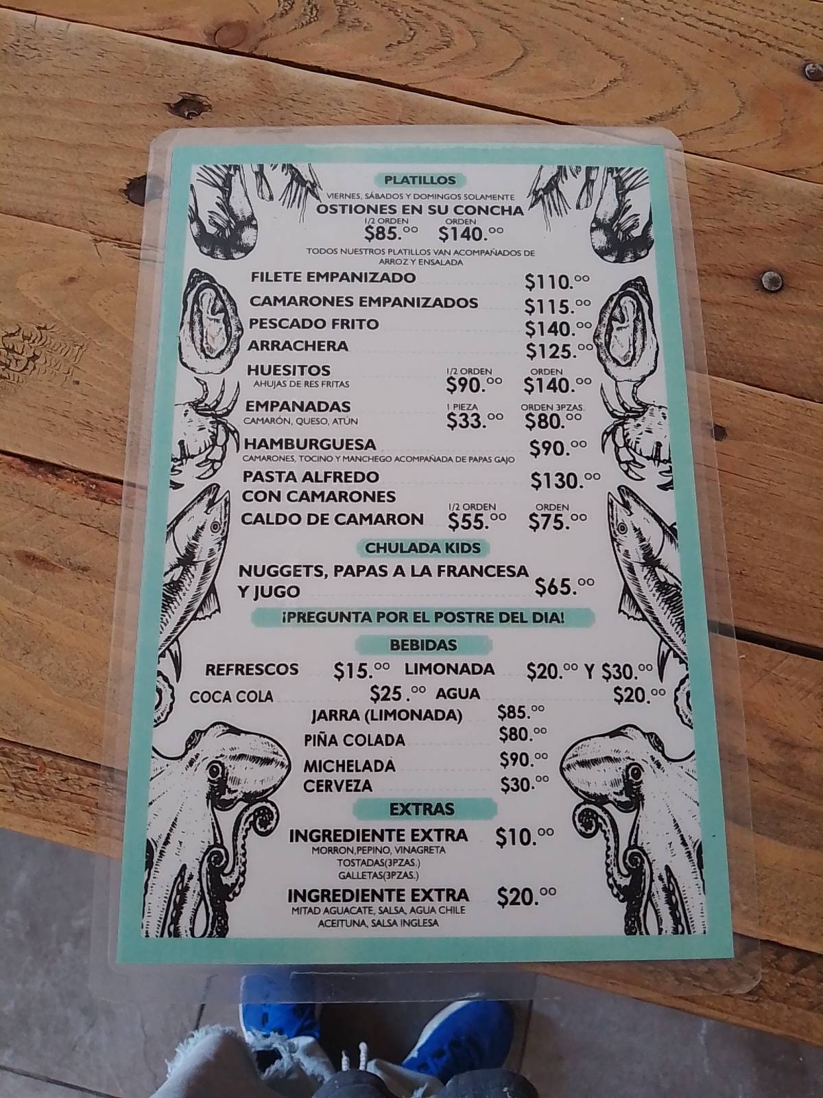 Menu at Chulada de Tostada Mariskeria de Barrio, Leon