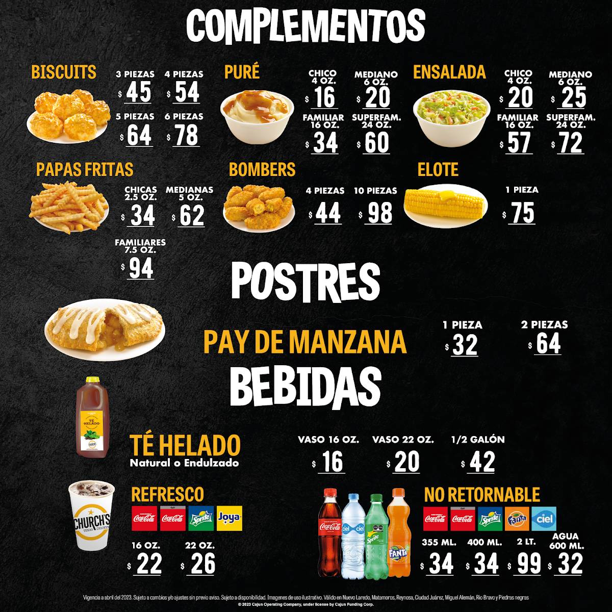 Carta del restaurante Church's Chicken, Piedras Negras, Av. Roman ...