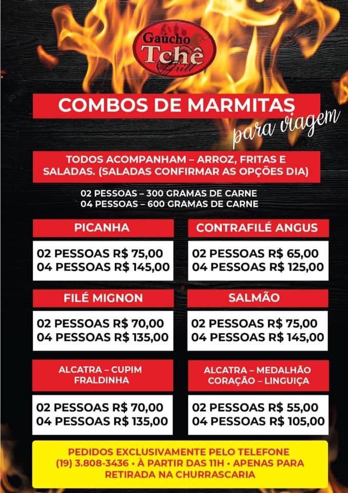 Menu at Churrascaria Gaúcho Tchê, Amparo