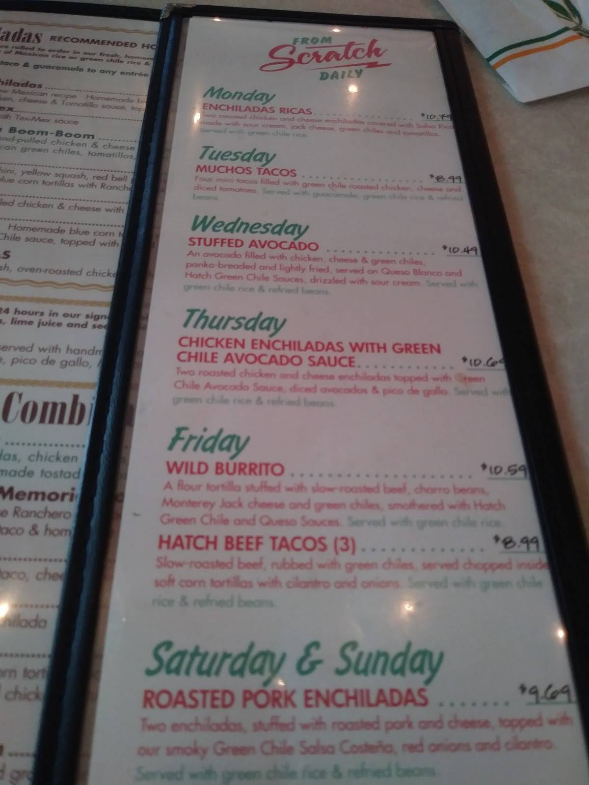 Menu at Chuy's pub & bar, Shenandoah, I-45